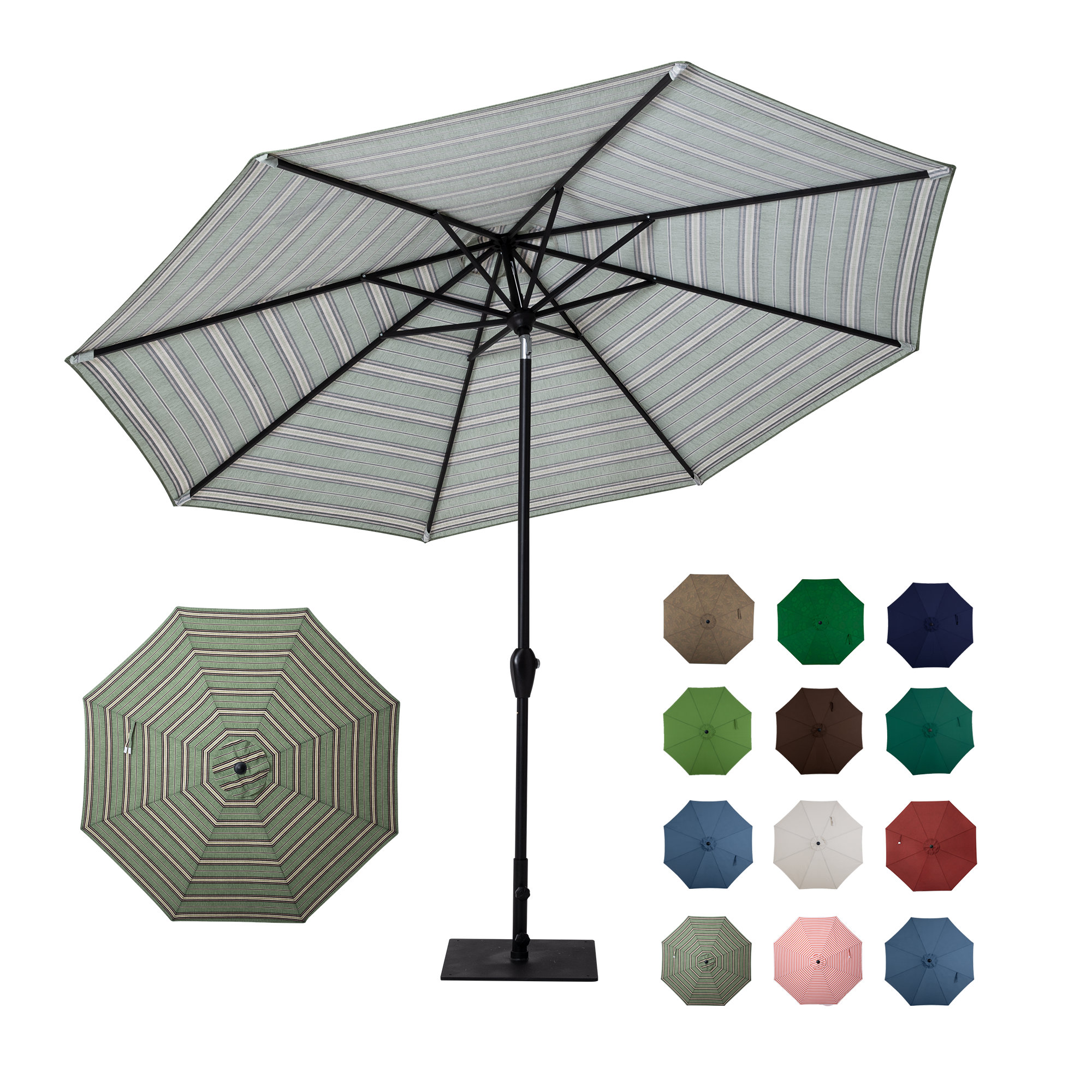 Ivy Bronx Latrale 120'' Tilt Market Umbrella with Crank Lift Counter ...