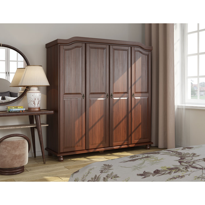 Charlton Home® Kyle 100% Solid Wood 4-door Wardrobe Armoire & Reviews ...