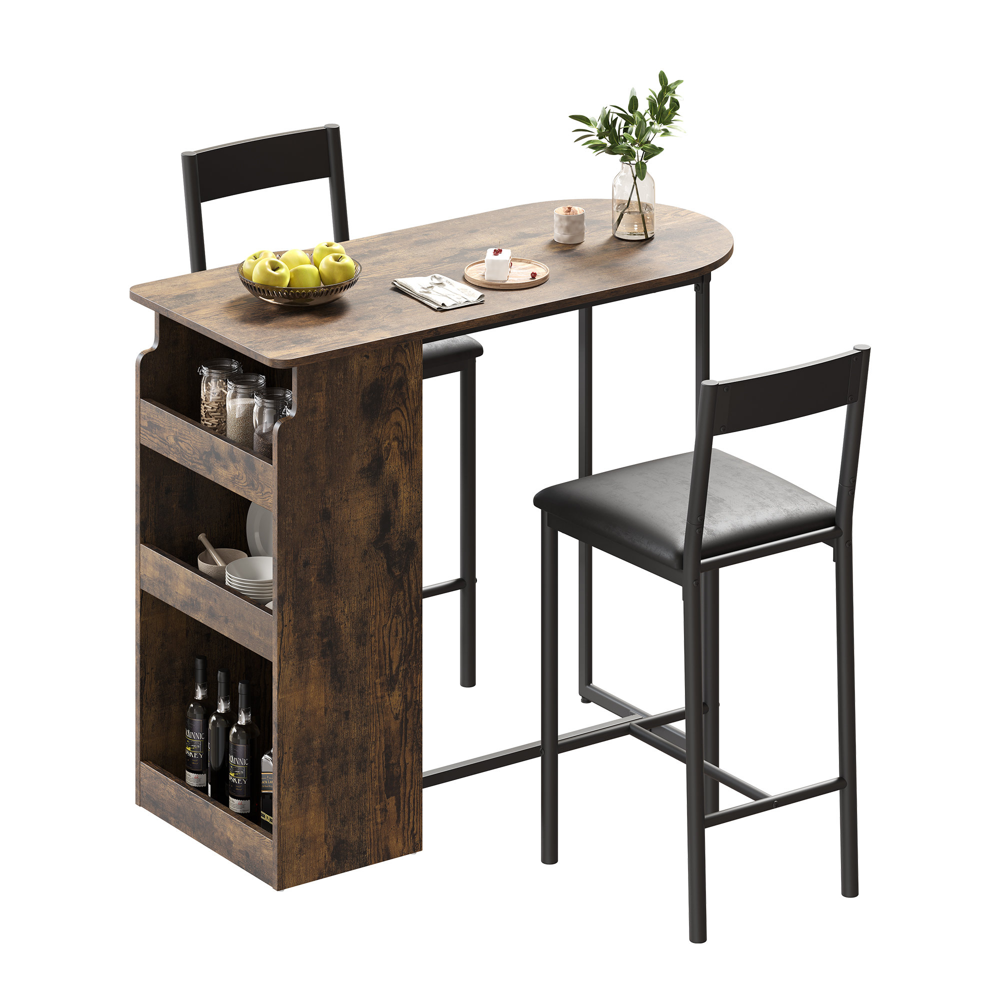 Ophelia & Co. 3-Piece Bistro Dining Table Set for 2 with Storage ...