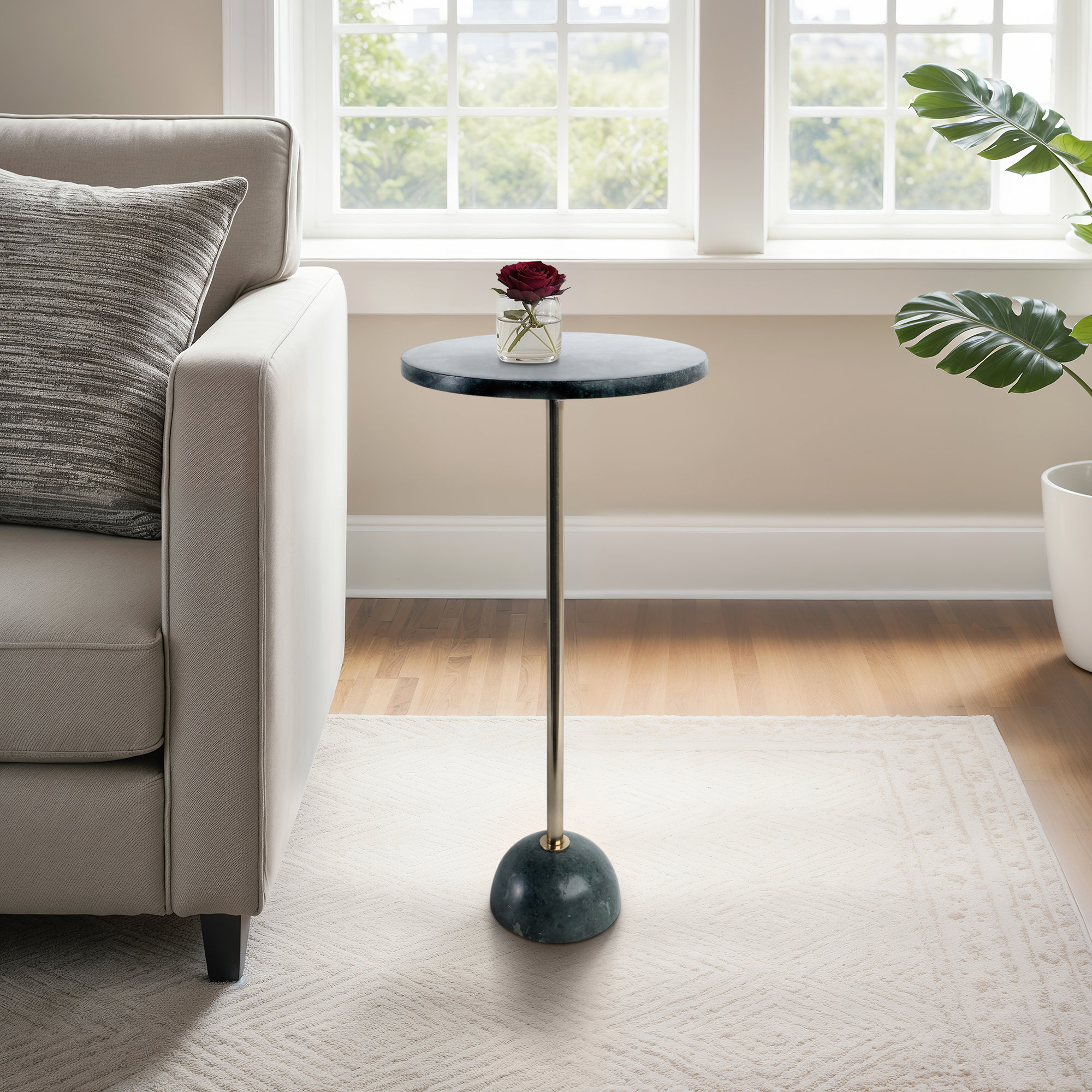 Brayden Studio Glam Marble & Stone Accent Table Side Table For Living ...