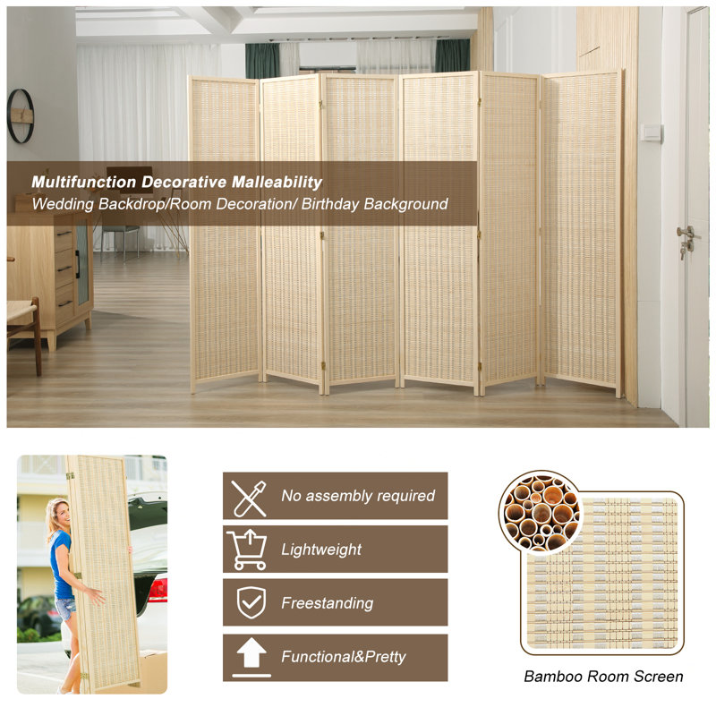 Winston Porter 6ft Tall Folding Privacy Screen for Room Separation ...