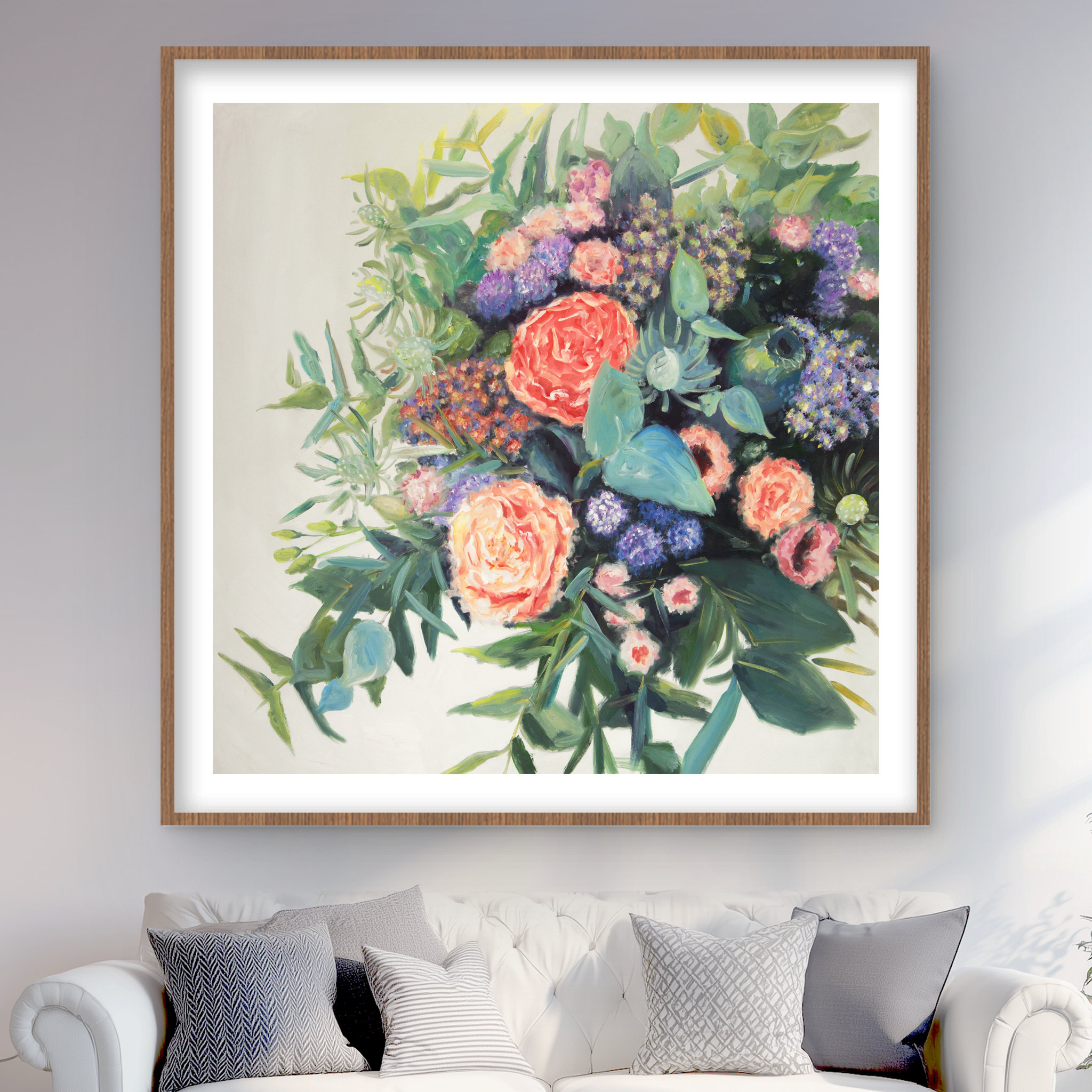Lark Manor™ Flowers Melody - Coral Framed Matted Floral Print Decor ...