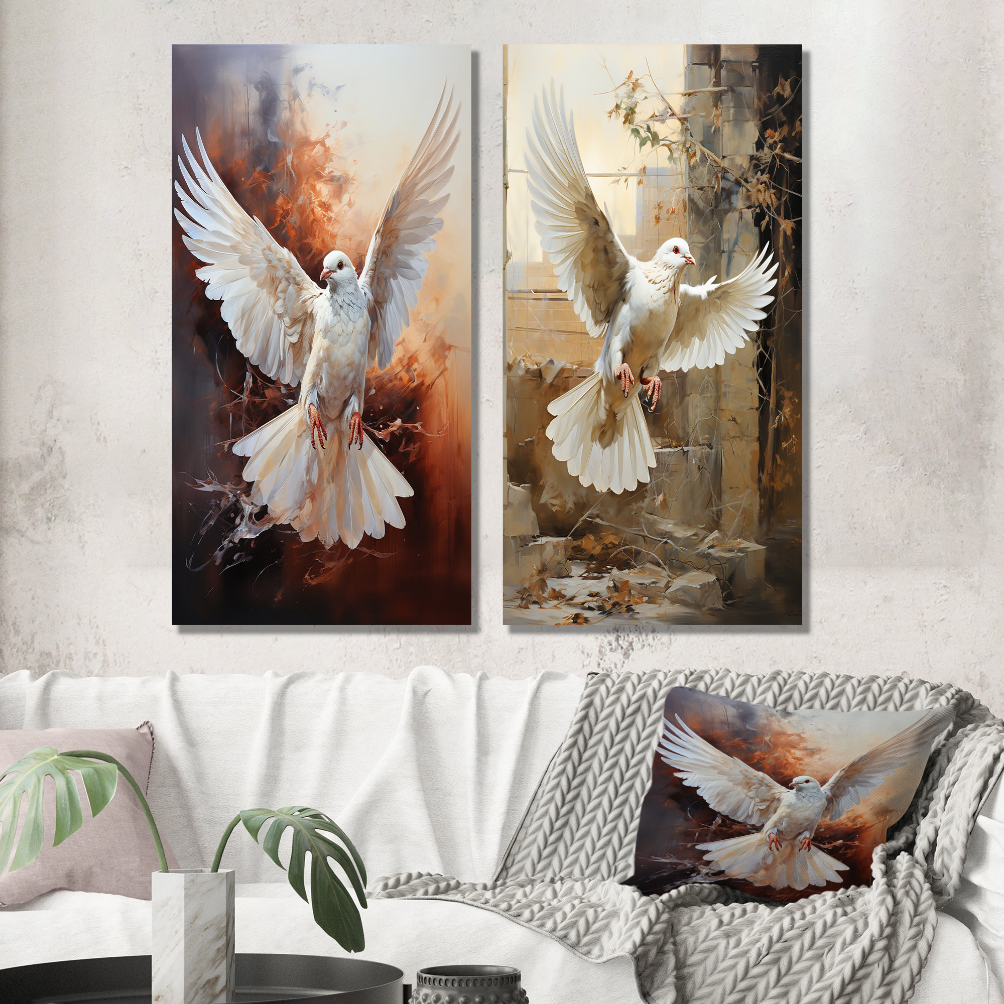Lark Manor™ Dove Of Serenity - Dove Metal Wall Art Living Room Set Of 2 ...