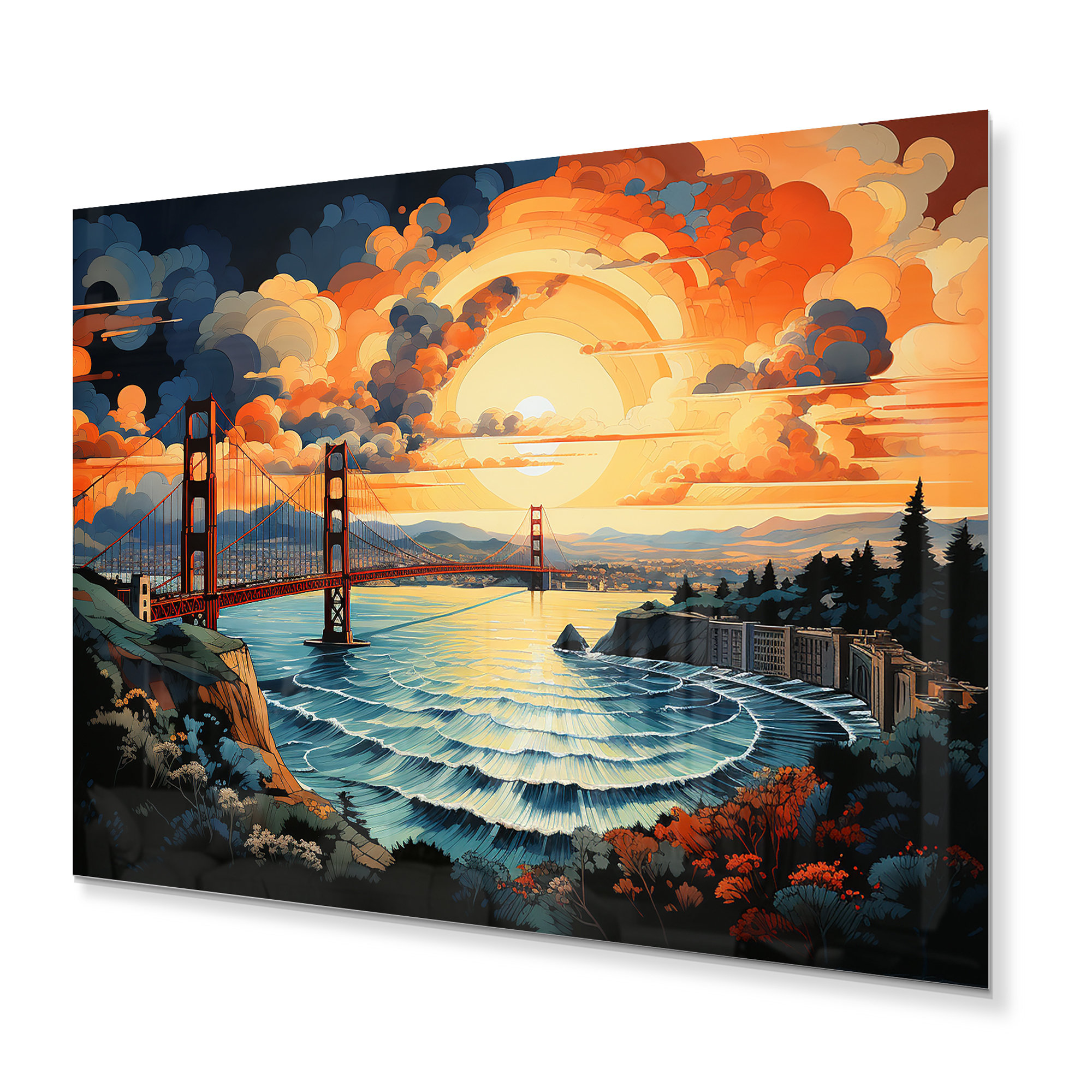 Latitude Run® Orange Bridge Golden Gateway Yellow III - Bridges Metal ...