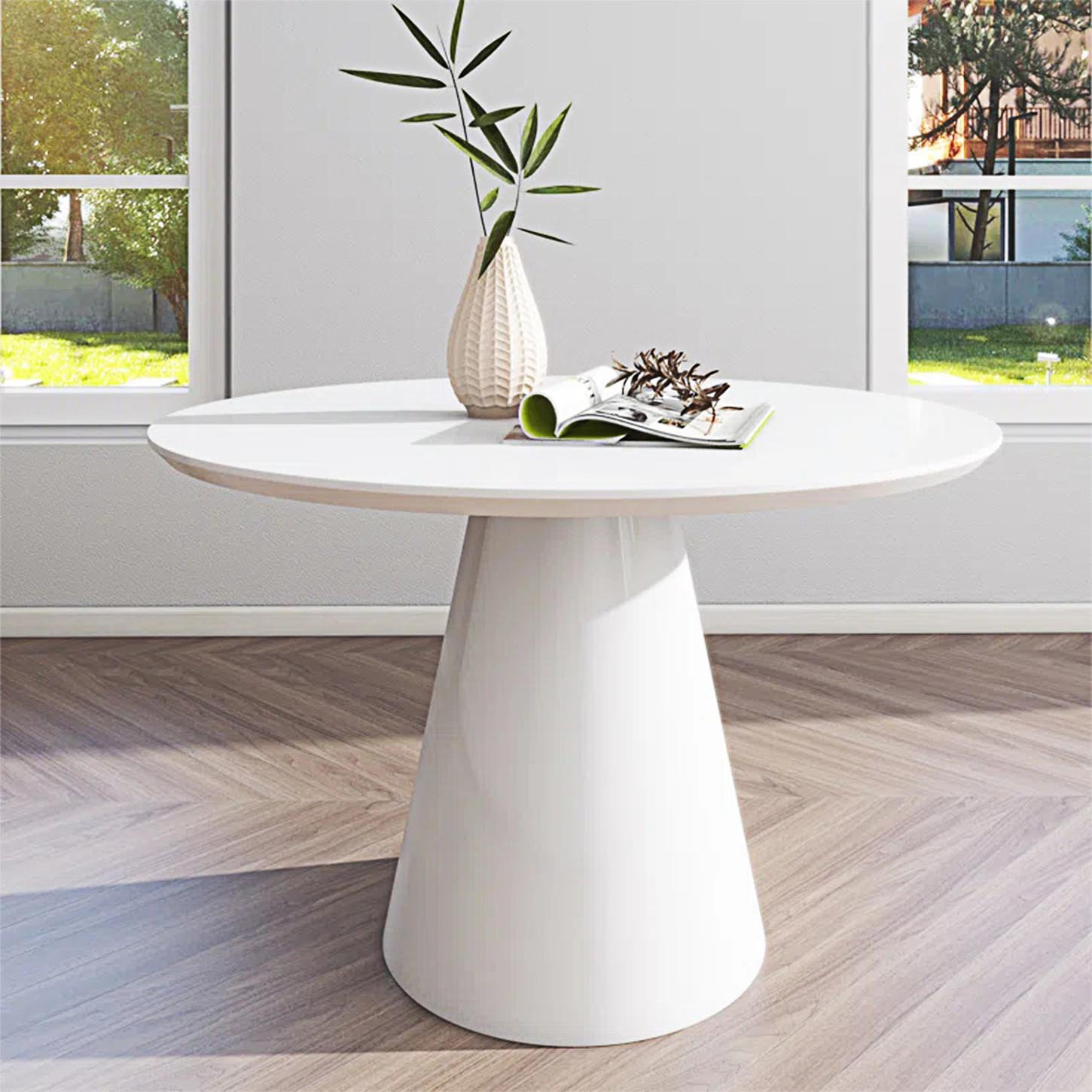 HMLIFE Modern High Gloss Round Dining Table - Wayfair Canada