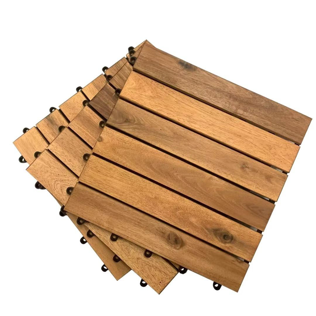 HGmart 13'' L x 13'' W Solid Wood Interlocking Deck Tile | Wayfair