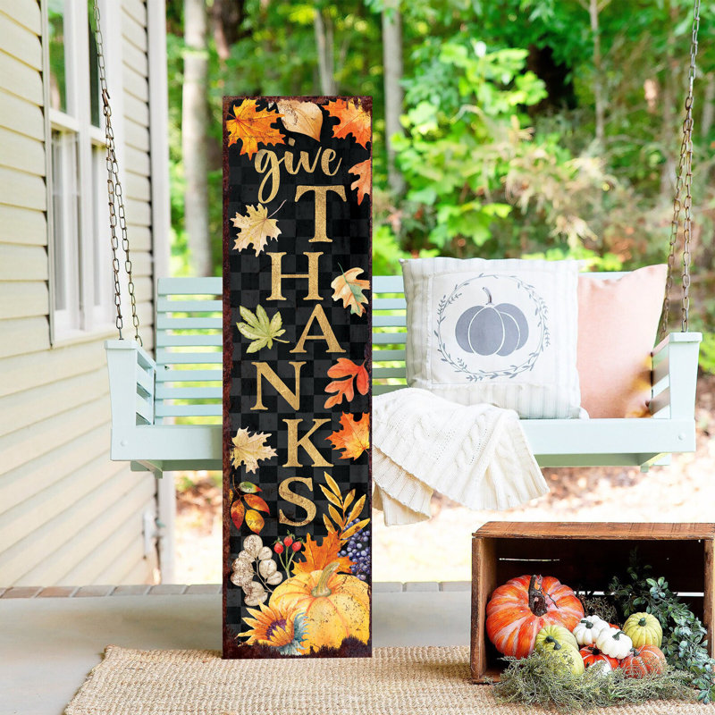 The Holiday Aisle® Give Thanks Door Mural | Wayfair