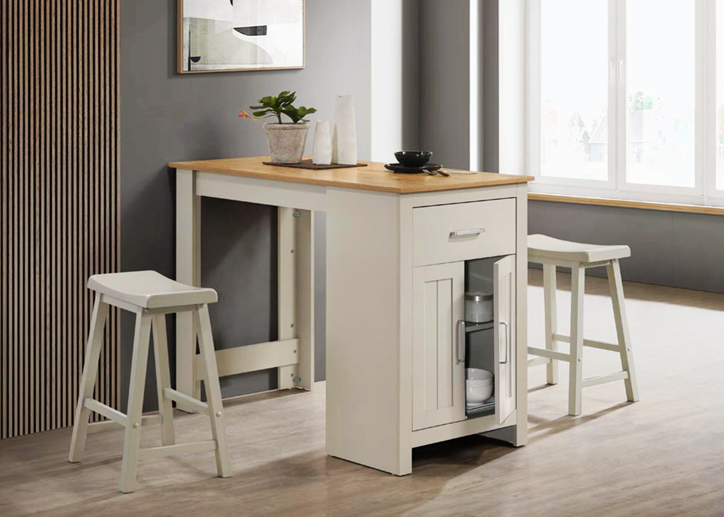 Builddecor Rectangular 46.88'' L x 22.88'' W Dining Set, Counter Height ...