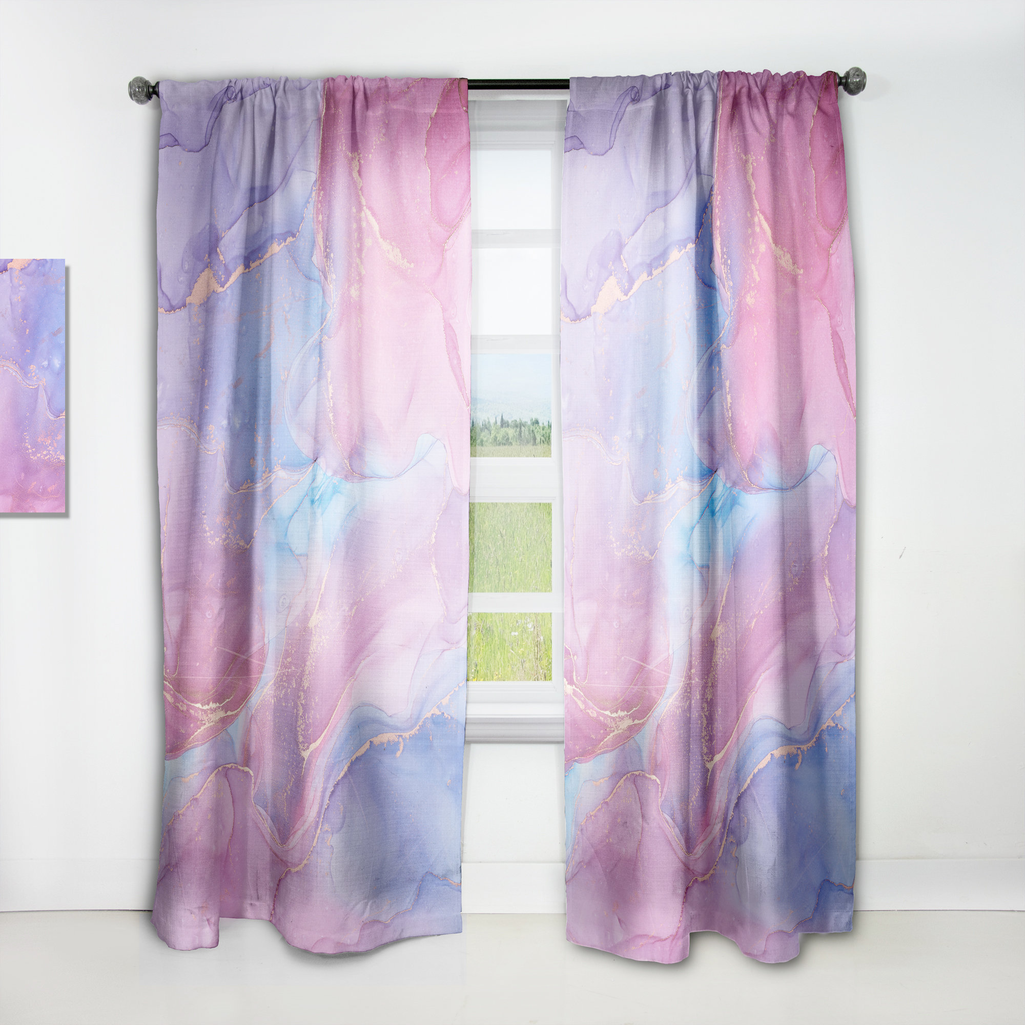 Design Art Ink Clouds Abstract Semi-Sheer Rod Pocket Single Curtain ...