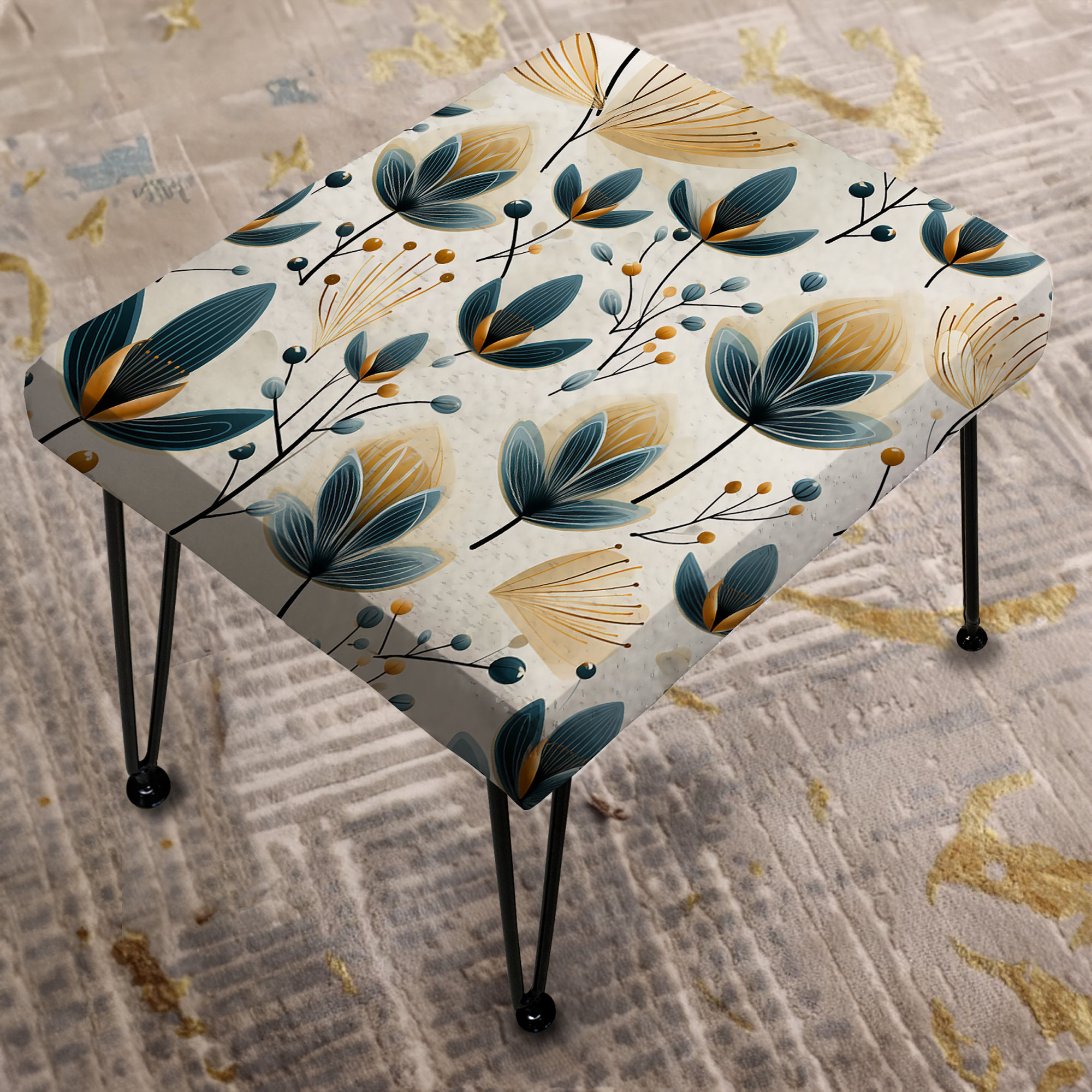 Design Art Scandinavian Yellow And White Collage - Botanical Rectangle ...