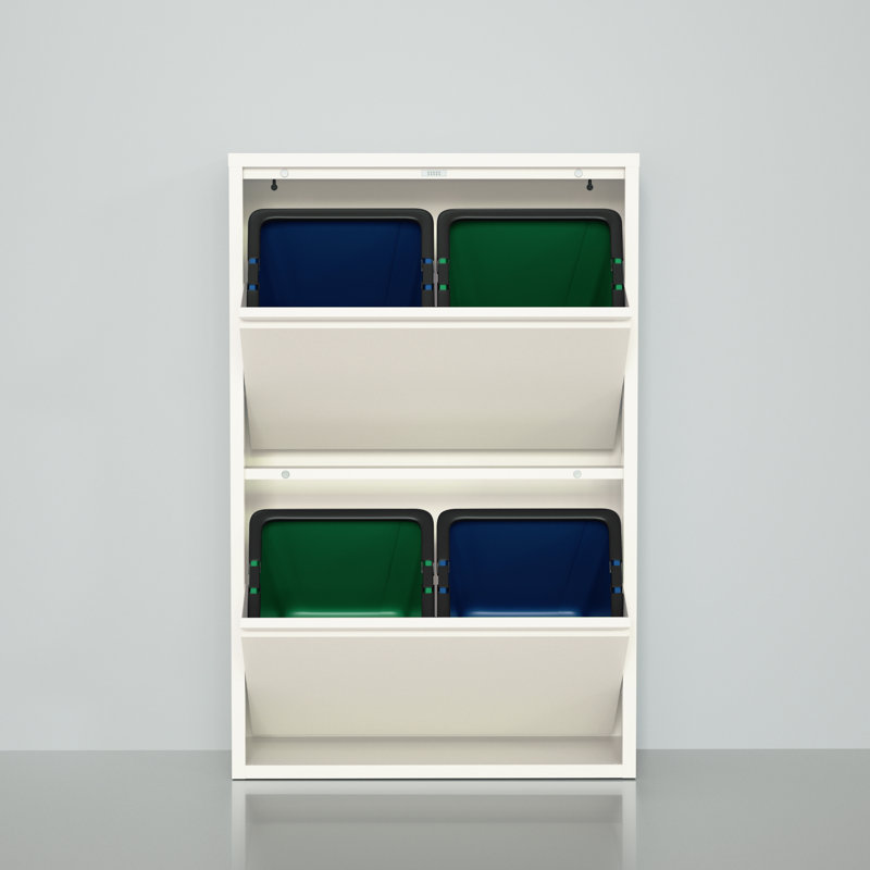 EuropeanFurniture Metal Open Multi-Compartments Trash & Recycling Bin ...