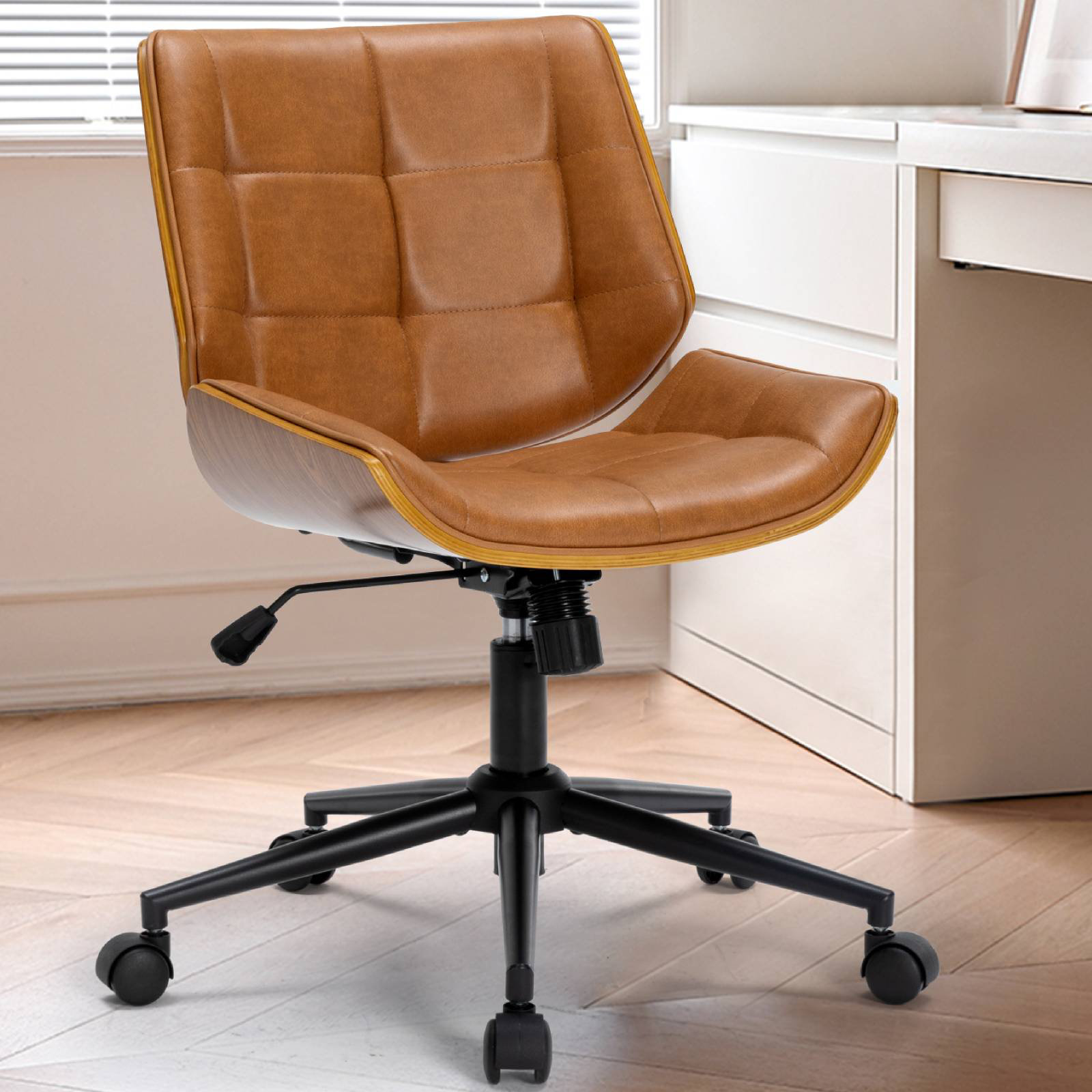 17 Stories Home Office Chair No Arms With Wheels, Adjustable Height ...