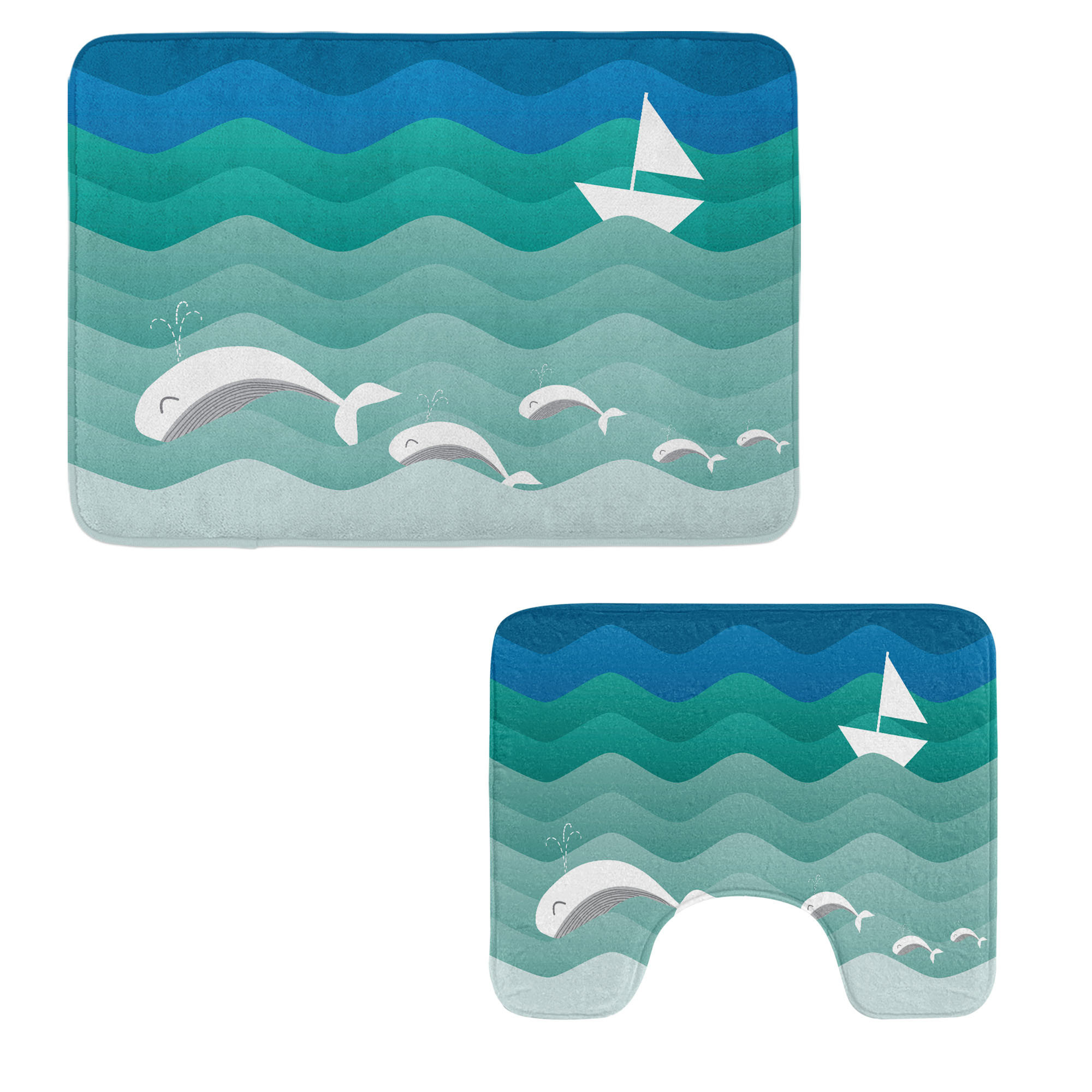 East Urban Home Colorful Bathroom Rug Set 2 Pieces Rectangle & Contour ...