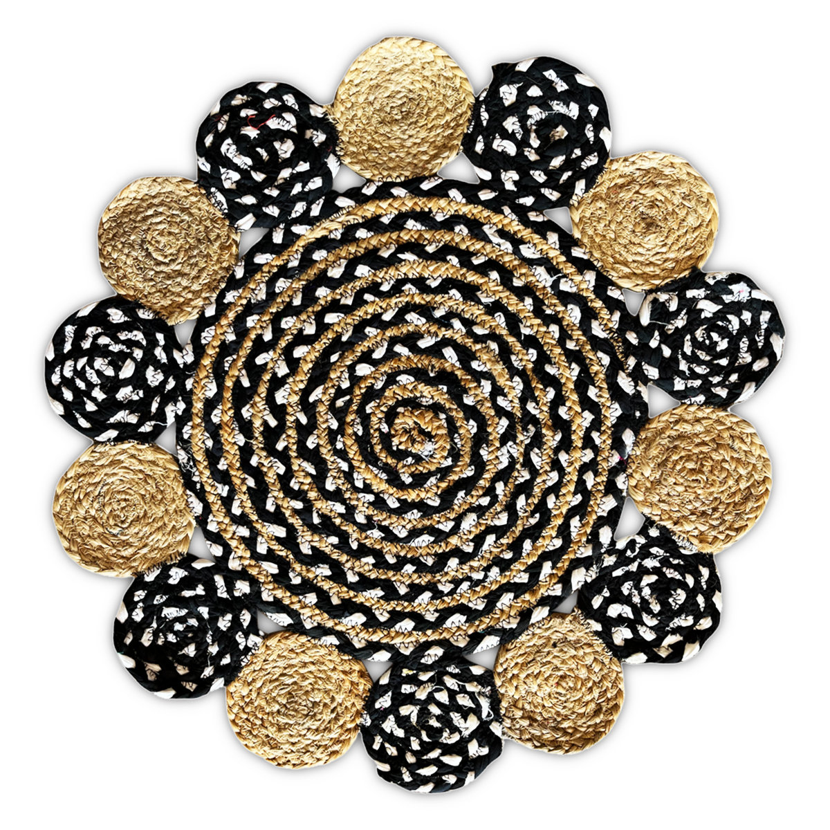 Dovecove Round Shaped Jute And Cotton Area Rugs With Circle Desgin At ...