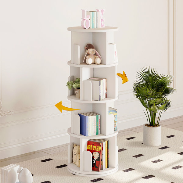 Ebern Designs Rotating Bookshelf, 360° Rotating Bookcase For Small ...