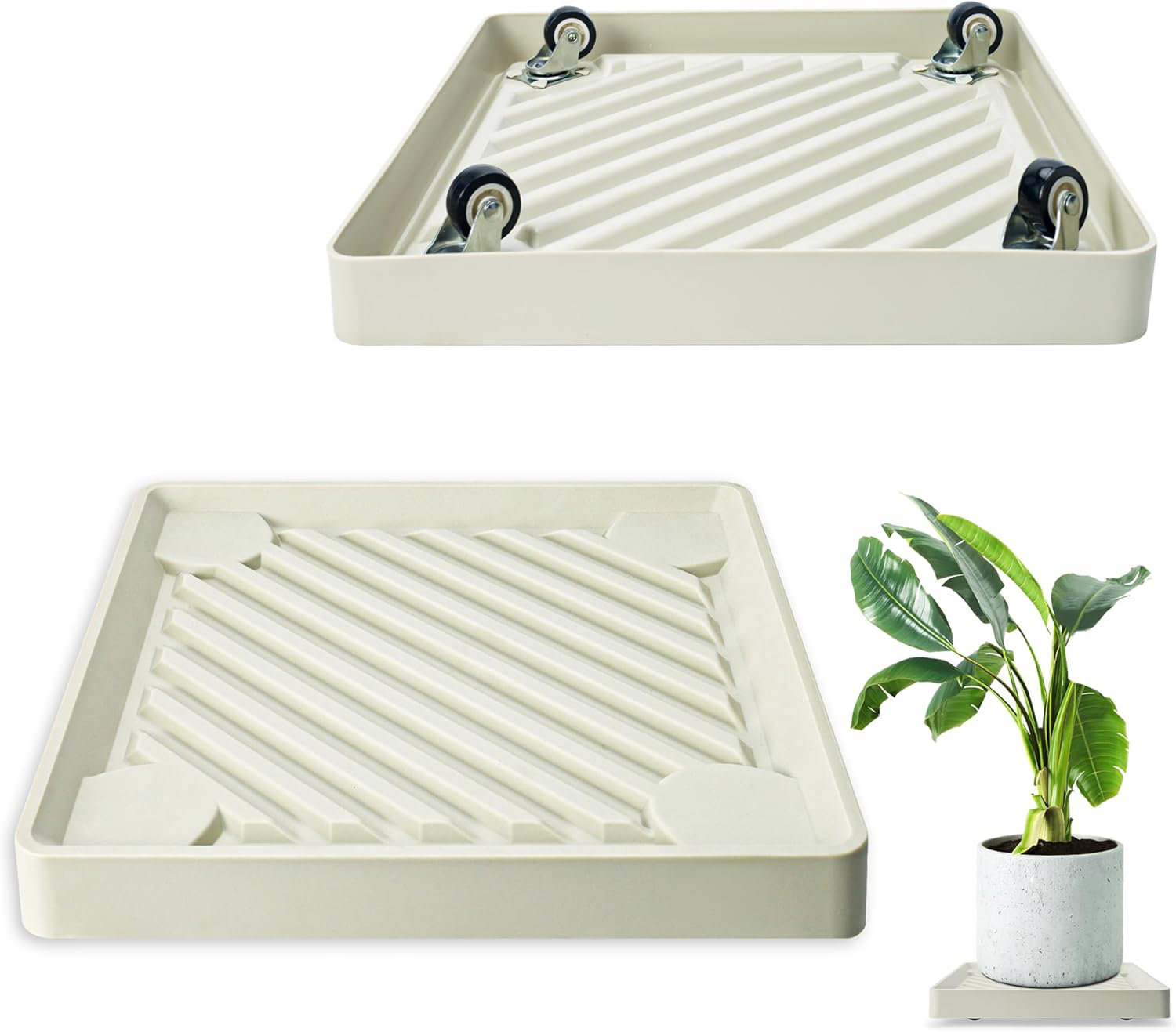 Ebern Designs 2PCS Square Plant Caddy With Hidden Wheels, Heavy Duty ...