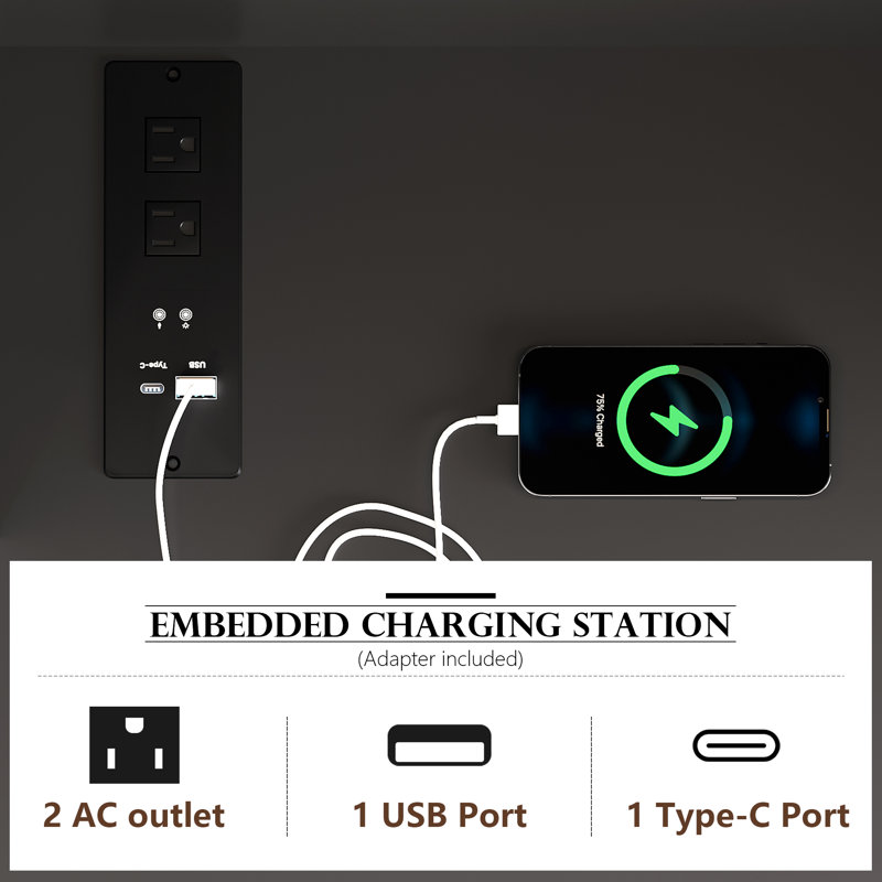 Latitude Run® Berwaldt 31.5'' W Rectangle Computer Desk with Hutch and ...