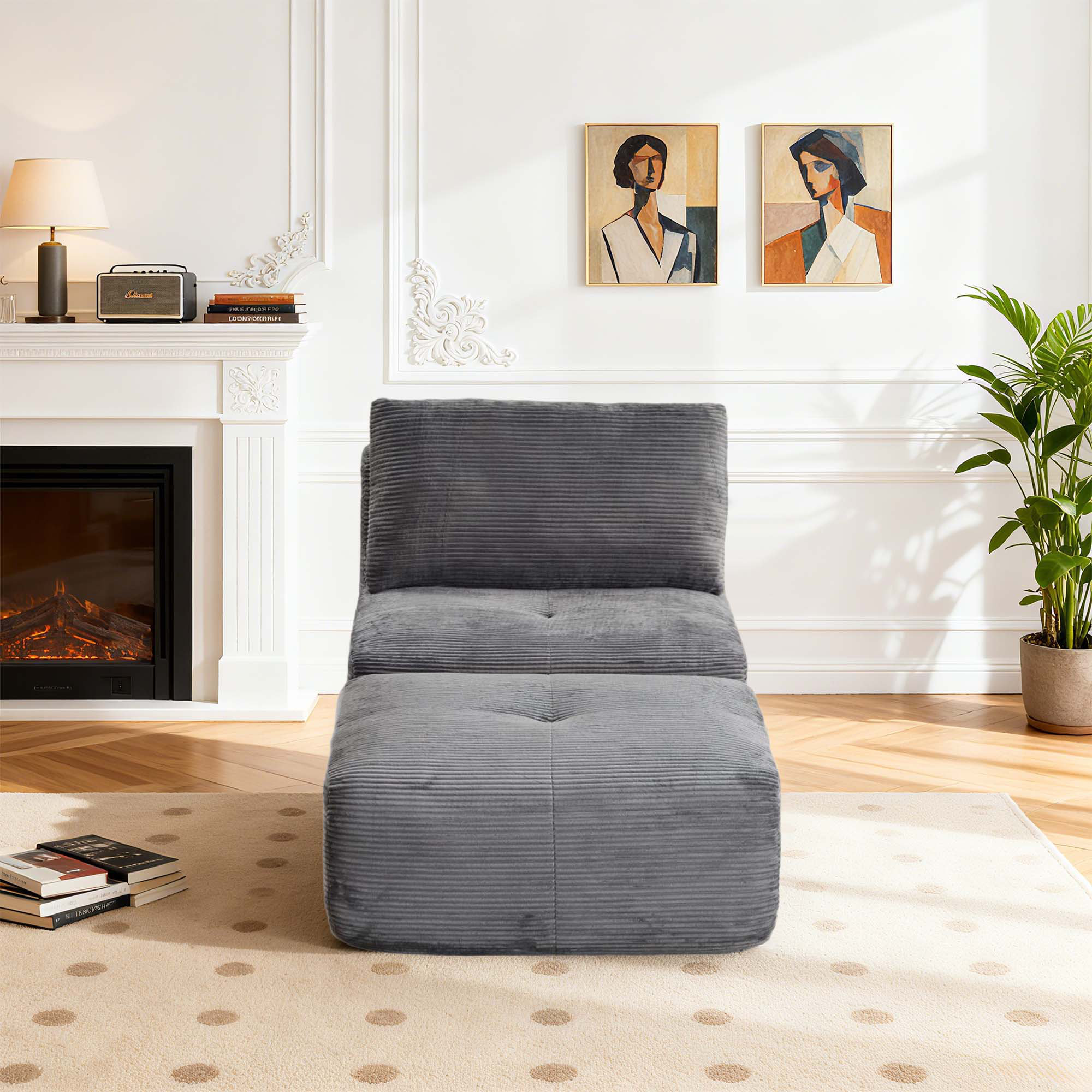 Mercer41 69.68" Corduroy Upholstered Fully Compression Sofa Chair With ...