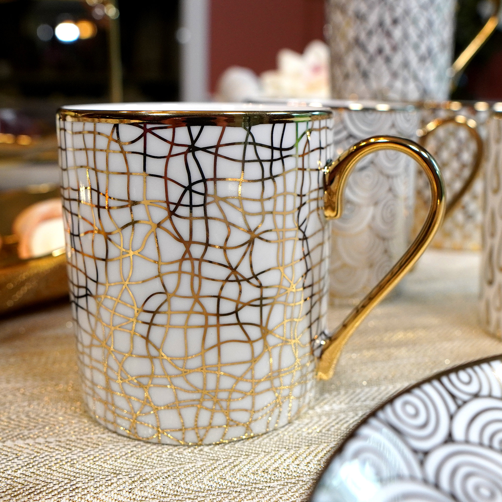 Certified International Mosaic Set Of 6 Gold Plated Mugs & Reviews ...