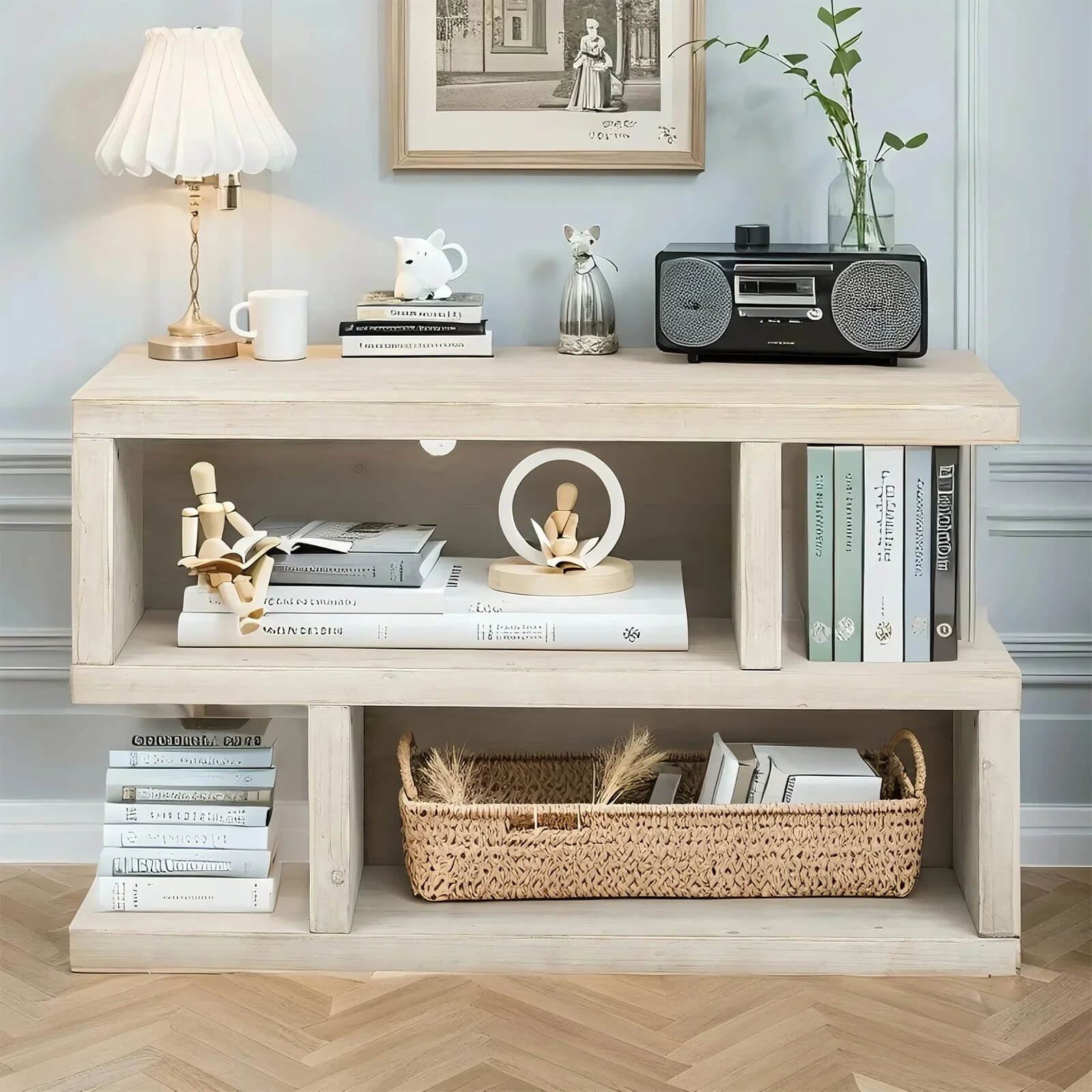 Gracie Oaks Console Table with Symmetrical 2-Tier Open Shelf | Wayfair