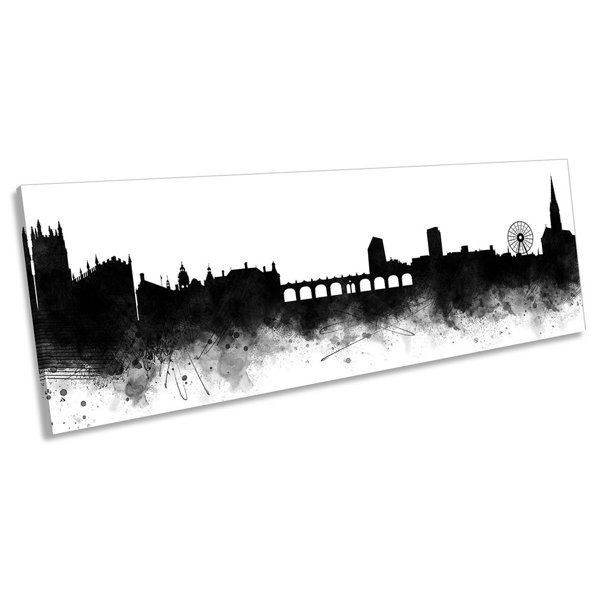 17 Stories Sheffield Abstract City Skyline - Wrapped Canvas Panoramic ...