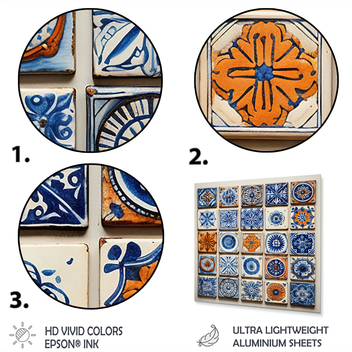 Dakota Fields Boho Turkish Blue Tiles 1 - Boho Tiles Metal Wall Art ...