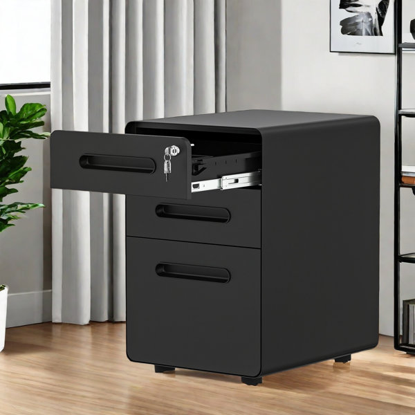 Inbox Zero 15.3" W 3 Drawer Lockable Mobile Steel Vertical Filing ...