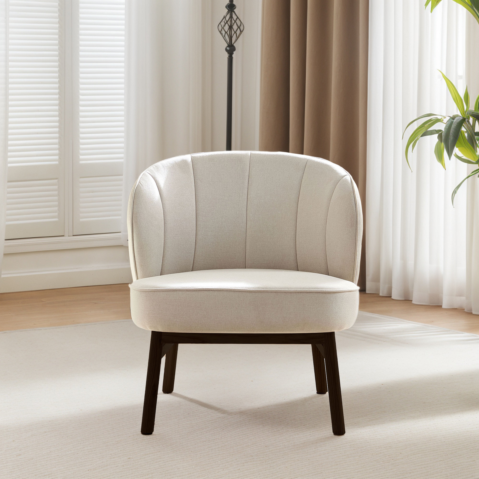 George Oliver Accent Chair With Channel Tufted shaped Back And Solid ...