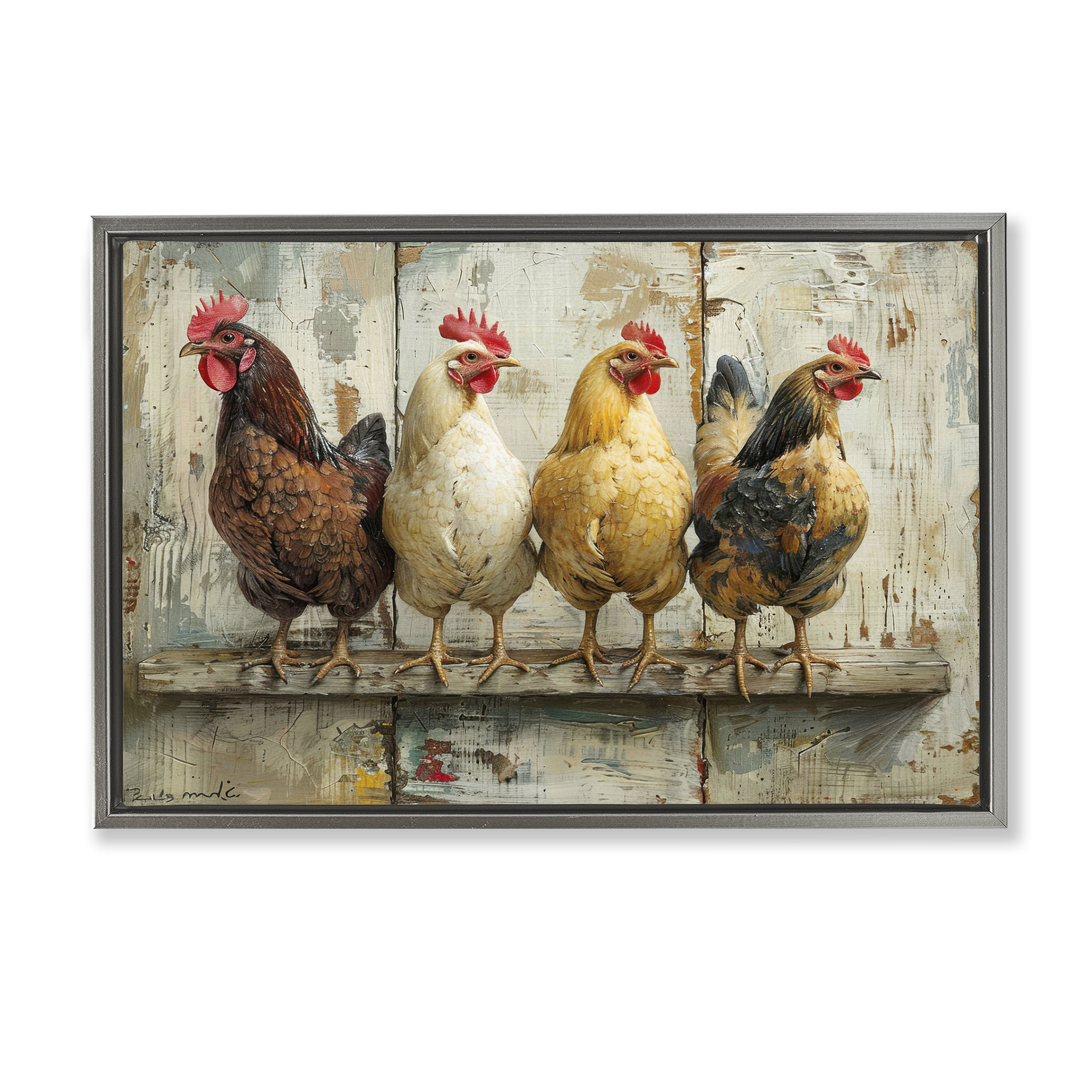 August Grove® Chickens In A Row Canvas by LSR Design Studio | Wayfair