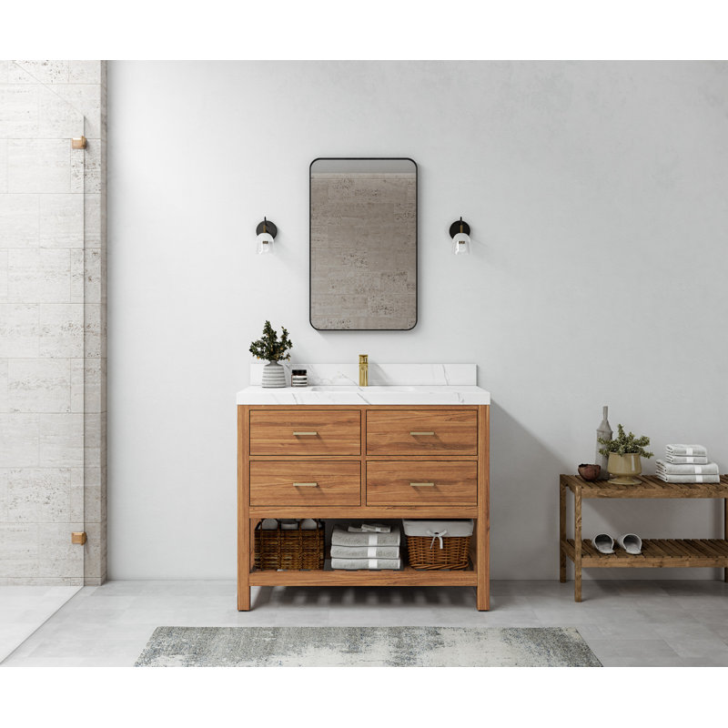 Willow Collections Parker Teak 42'' Single Bathroom Vanity Set | Wayfair