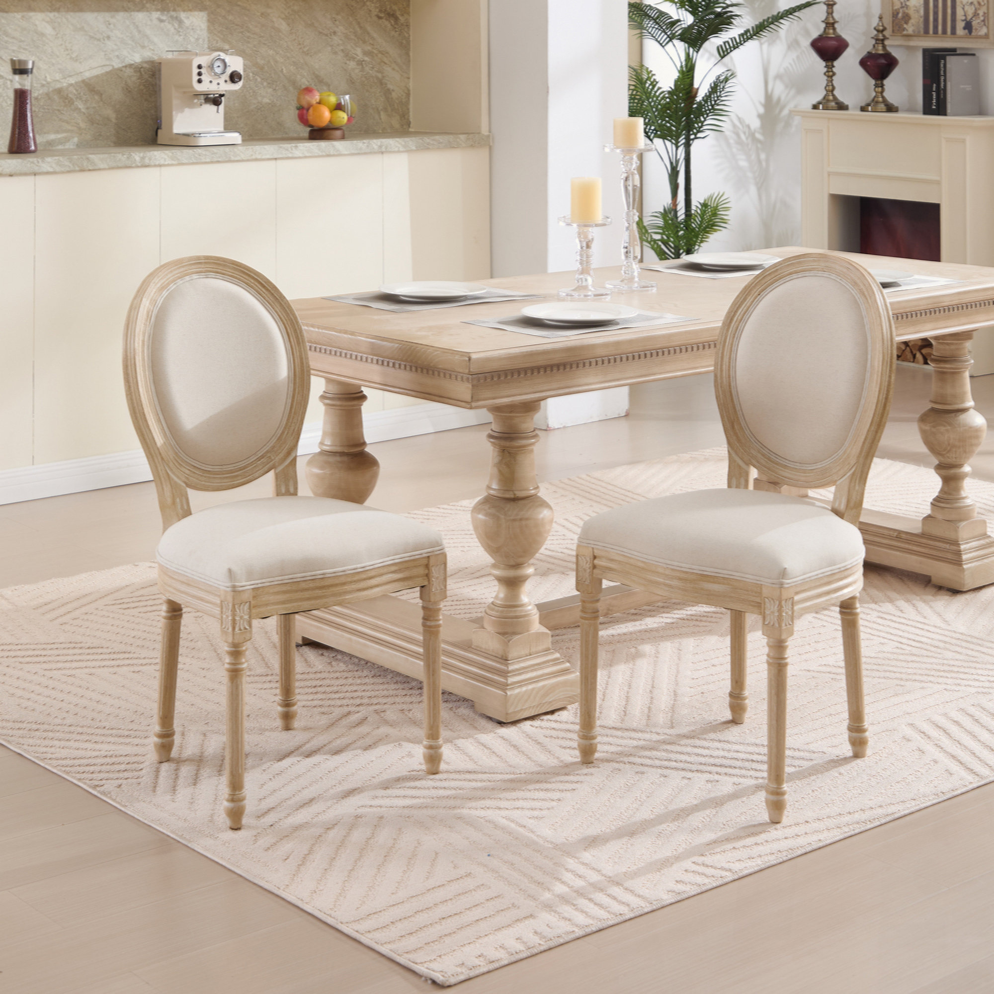 One Allium Way French Country Dining Chairs Set Of 2, Upholstered ...