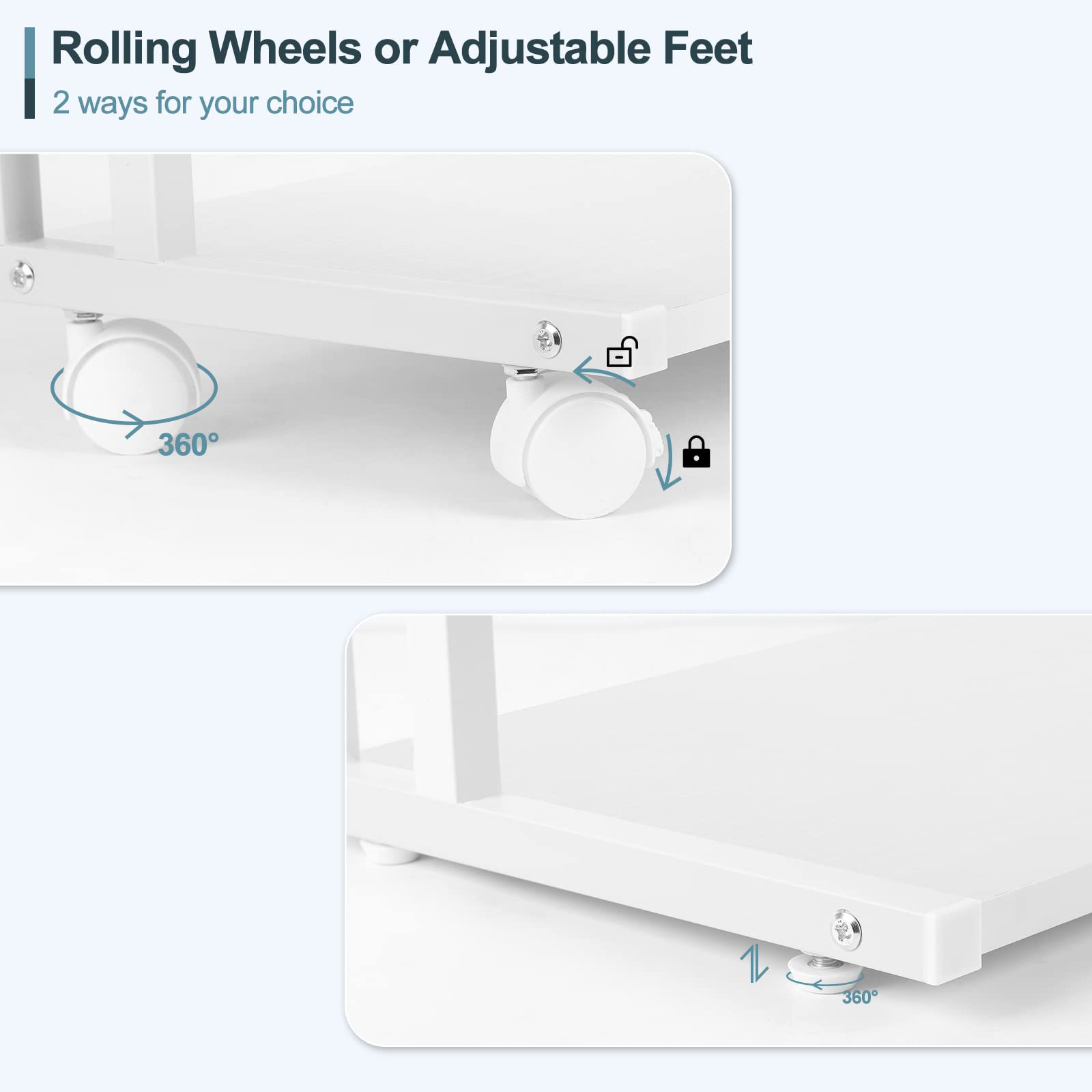 hongzhi Printer Stand Under Desk Printer Table With Wheels 2 Tier Small ...