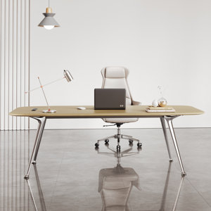 Ivy Bronx Office Desk With Chrome-plated Legs and a Built-in Desktop ...