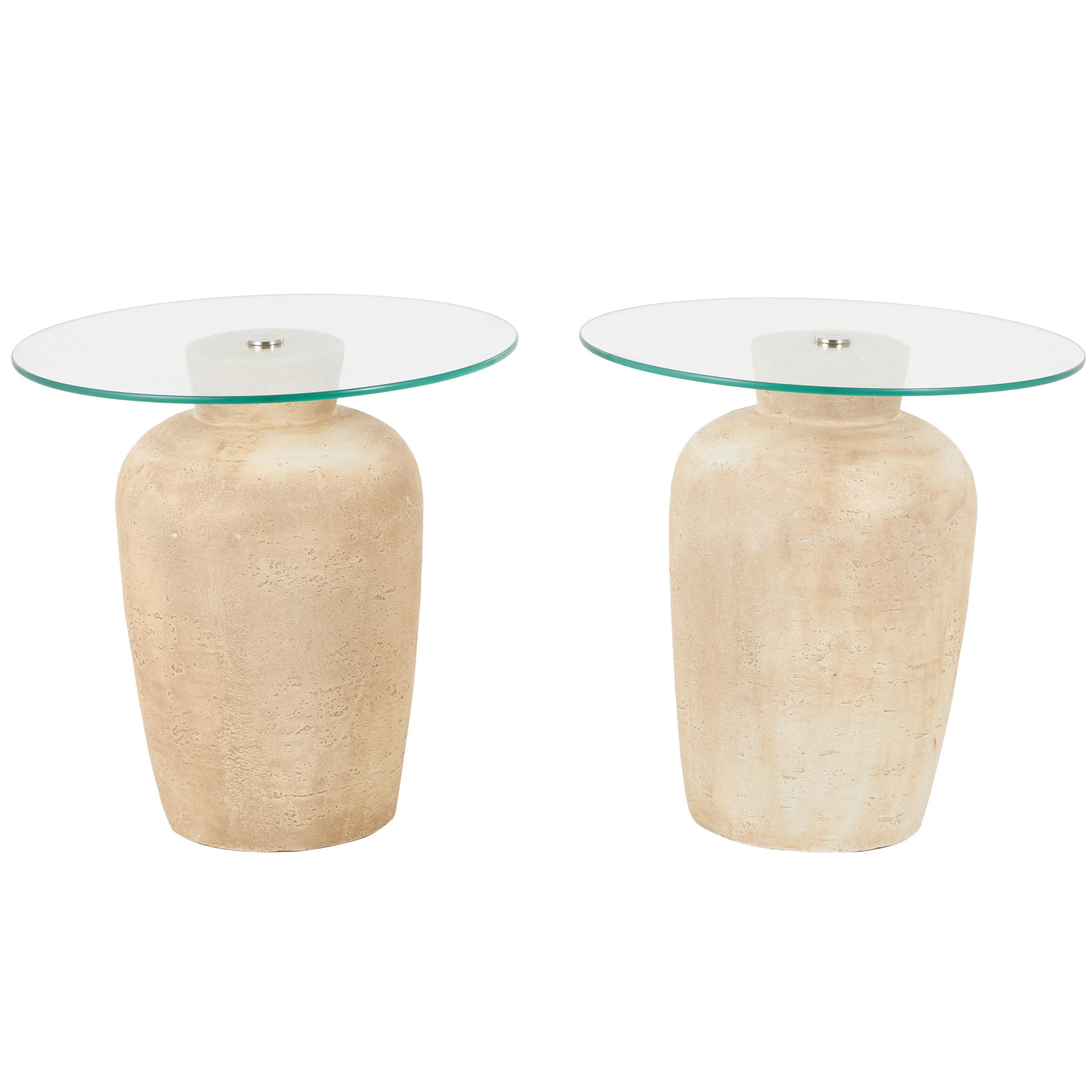 Orren Ellis Magnesium Oxide Beige Side End Accent Table With Glass ...