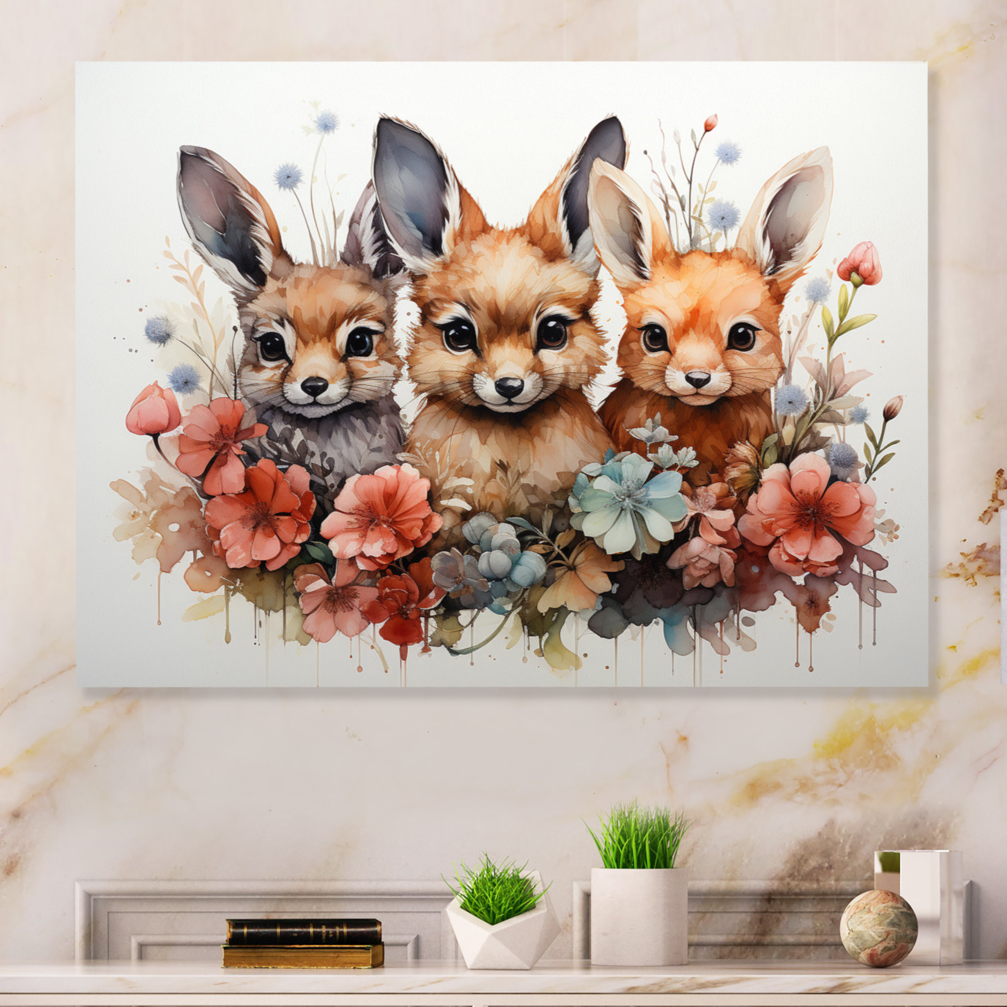 August Grove® Dry Watercolor Whimsical Animals - Animals Metal Wall ...