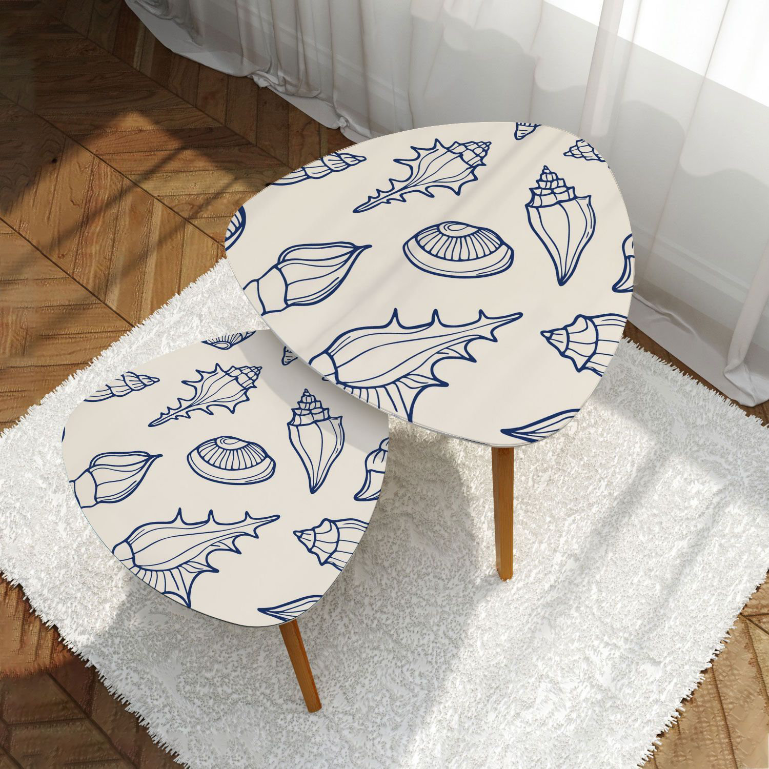 George Oliver Triangle Nesting Coffee Table Set of 2 Marine Different ...