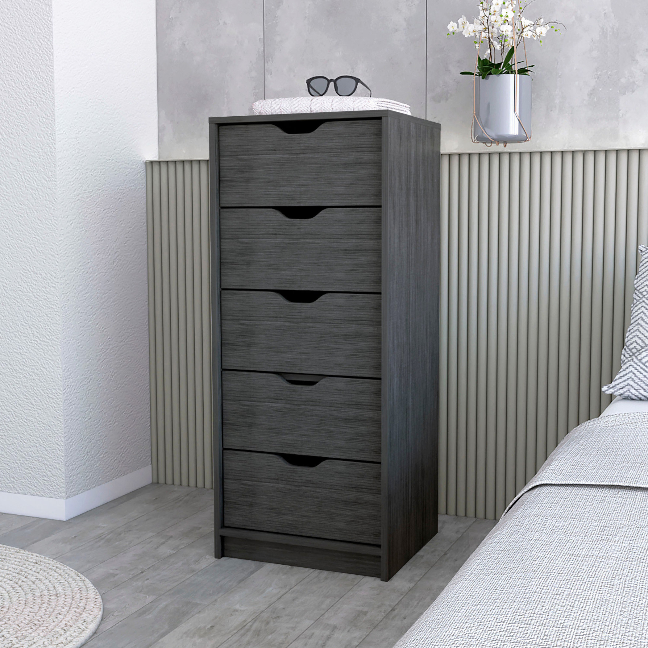 Ebern Designs Drawer Dresser, 5 Narrow Drawer Dresser | Wayfair