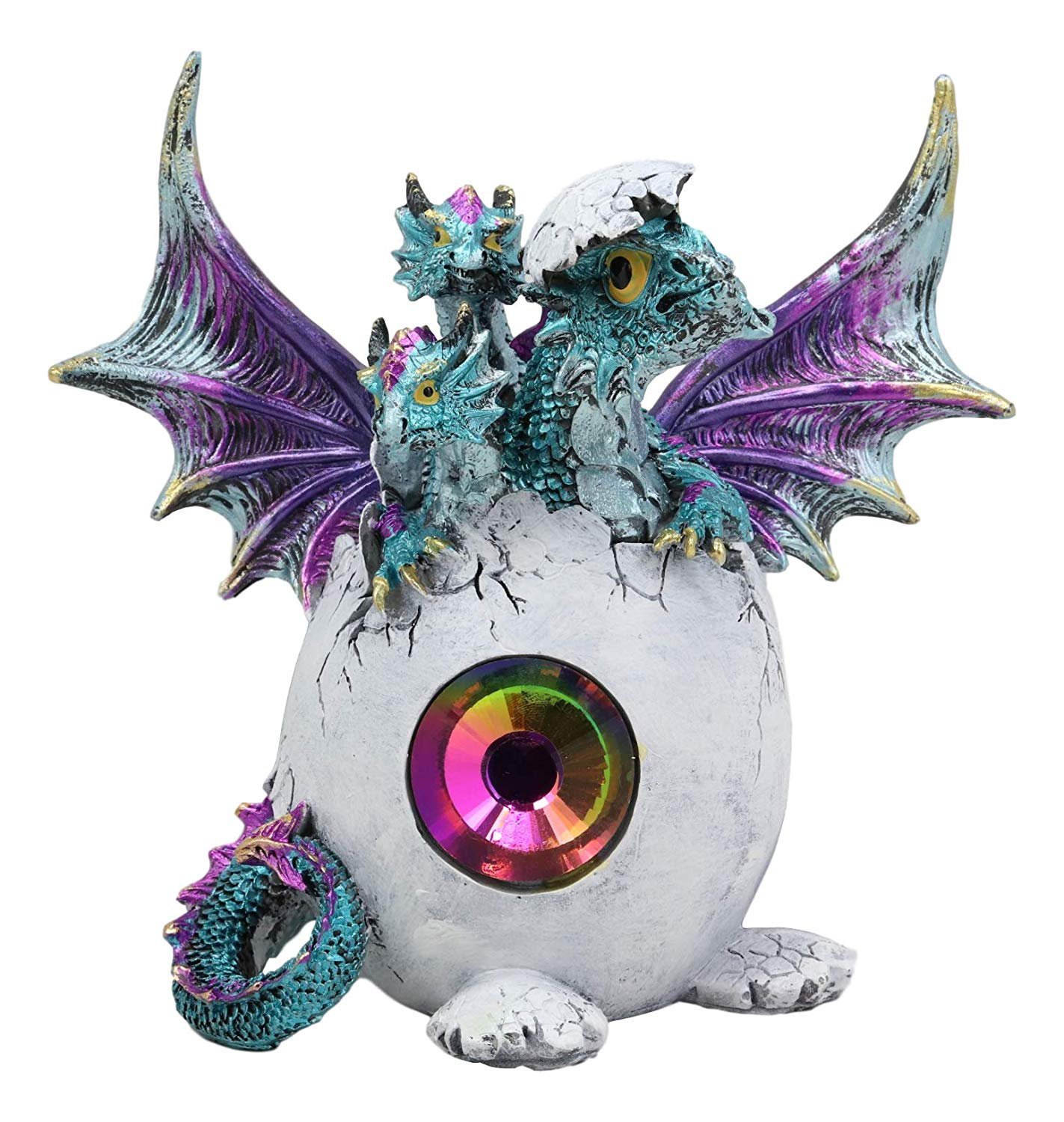 Trinx Metronome Crystal Hydra 3 Headed Purple Blue Dragon Figurine ...