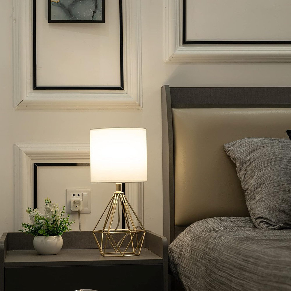 Ebern Designs Gold Modern Hollow Out Base Bedroom Small Table Lamp ...