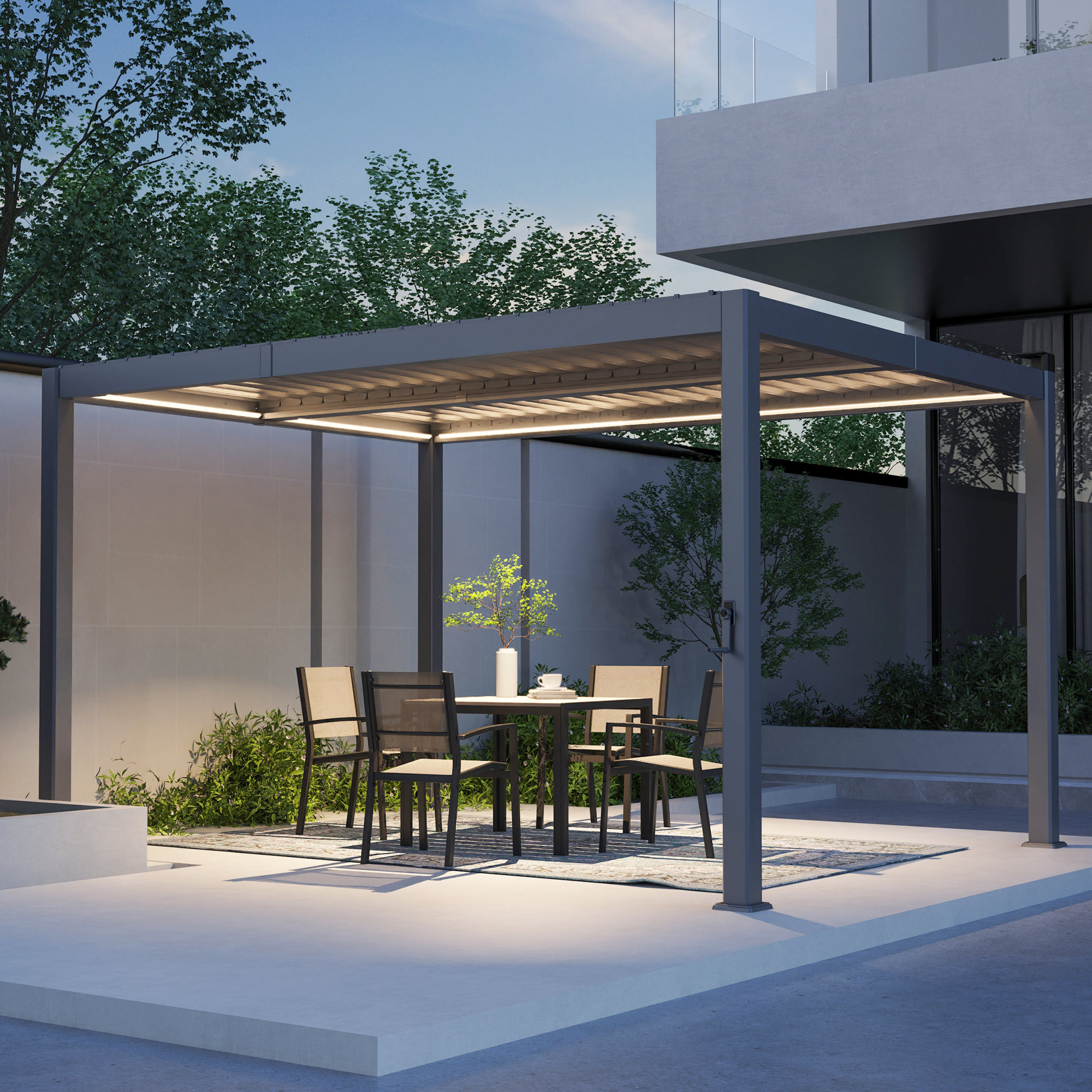 Causeway Bay LED-Equipped Full Aluminum Pergola with Adjustable ...