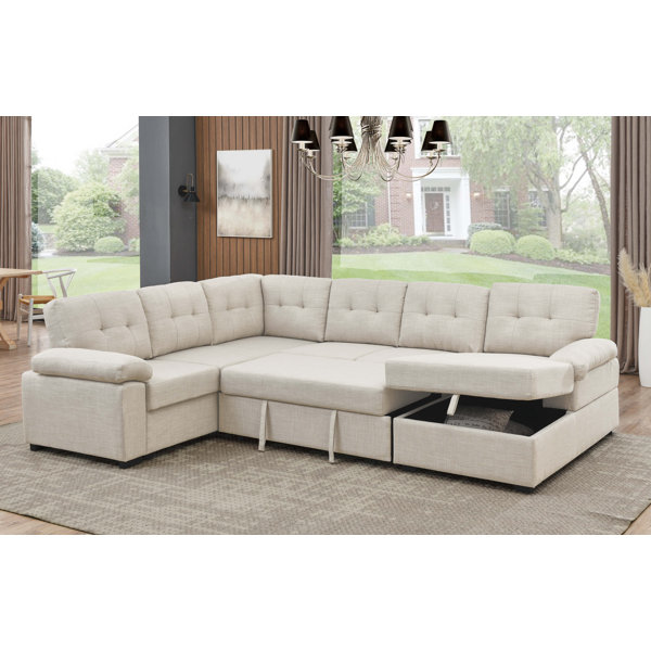 Latitude Run® Enns 114.5" Wide Left Hand Facing Sleeper Large Sectional ...