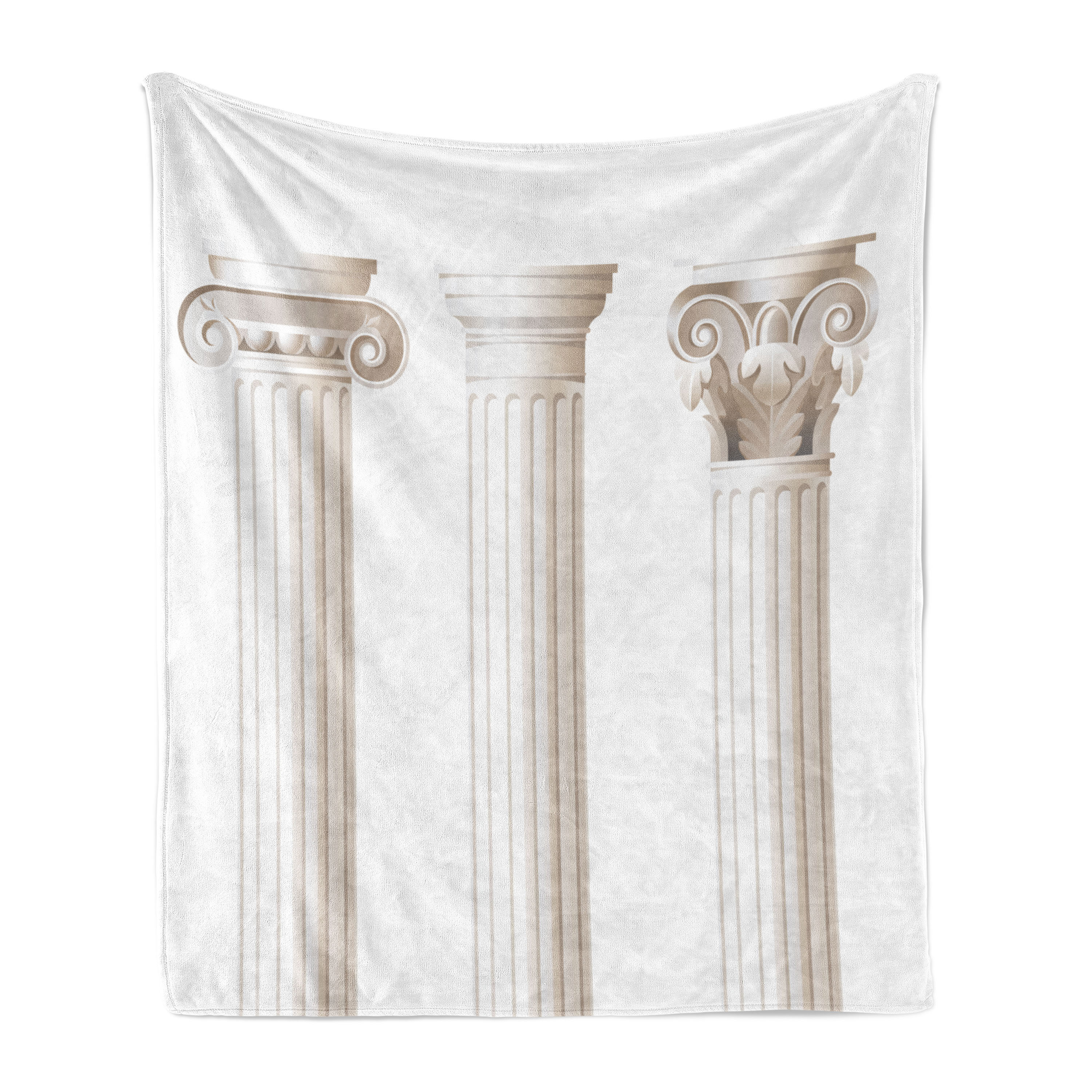 Ambesonne Digital Fleece Throw Blanket Ionic Doric and Marbles Coconut ...