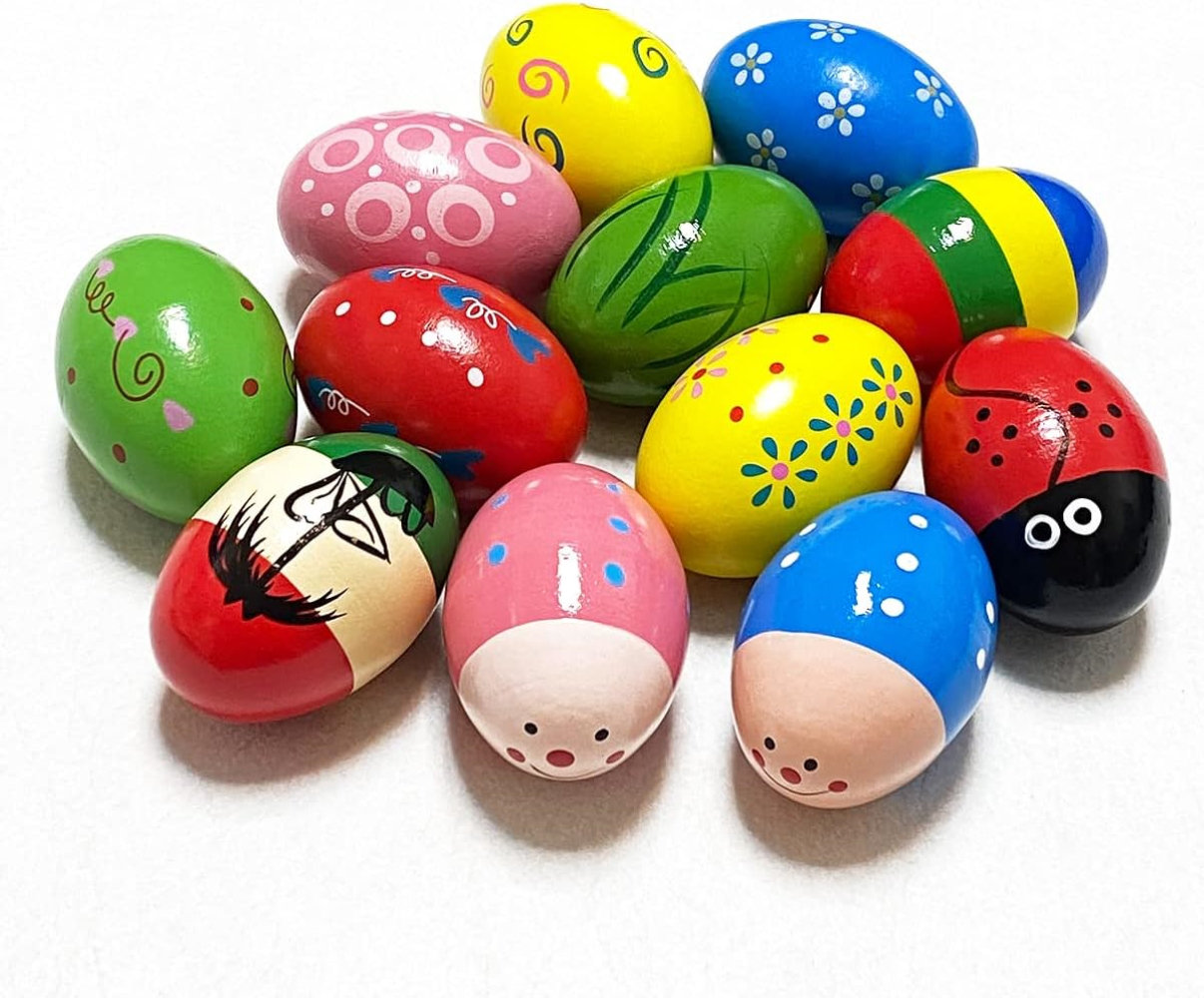 The Holiday Aisle® 12 Pack Wooden Percussion Musical Shake Eggs Easter ...