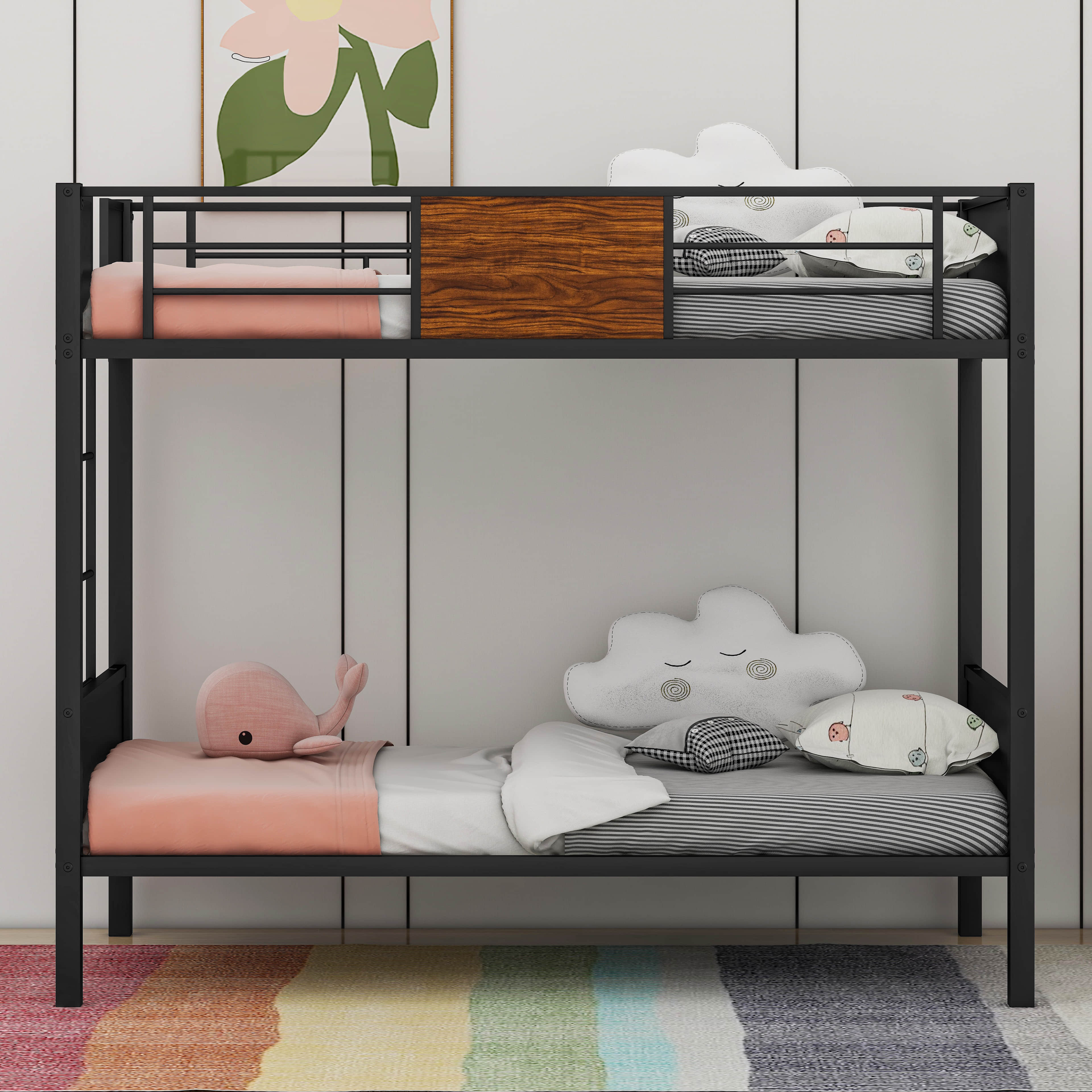 Cosmic Bunk Bed Modern Style Steel Frame Bunk Bed with safety rail ...