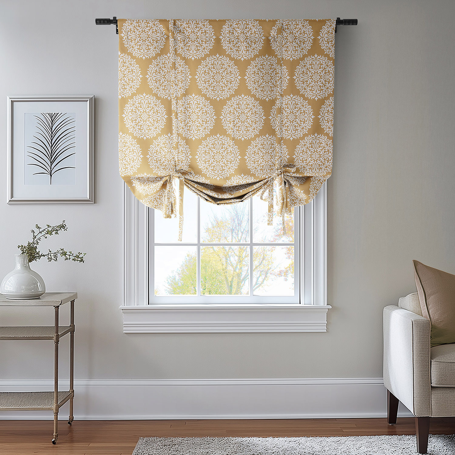 Symple Stuff Printed Room Darkening Tie-Up Indoor Window Shades Single ...