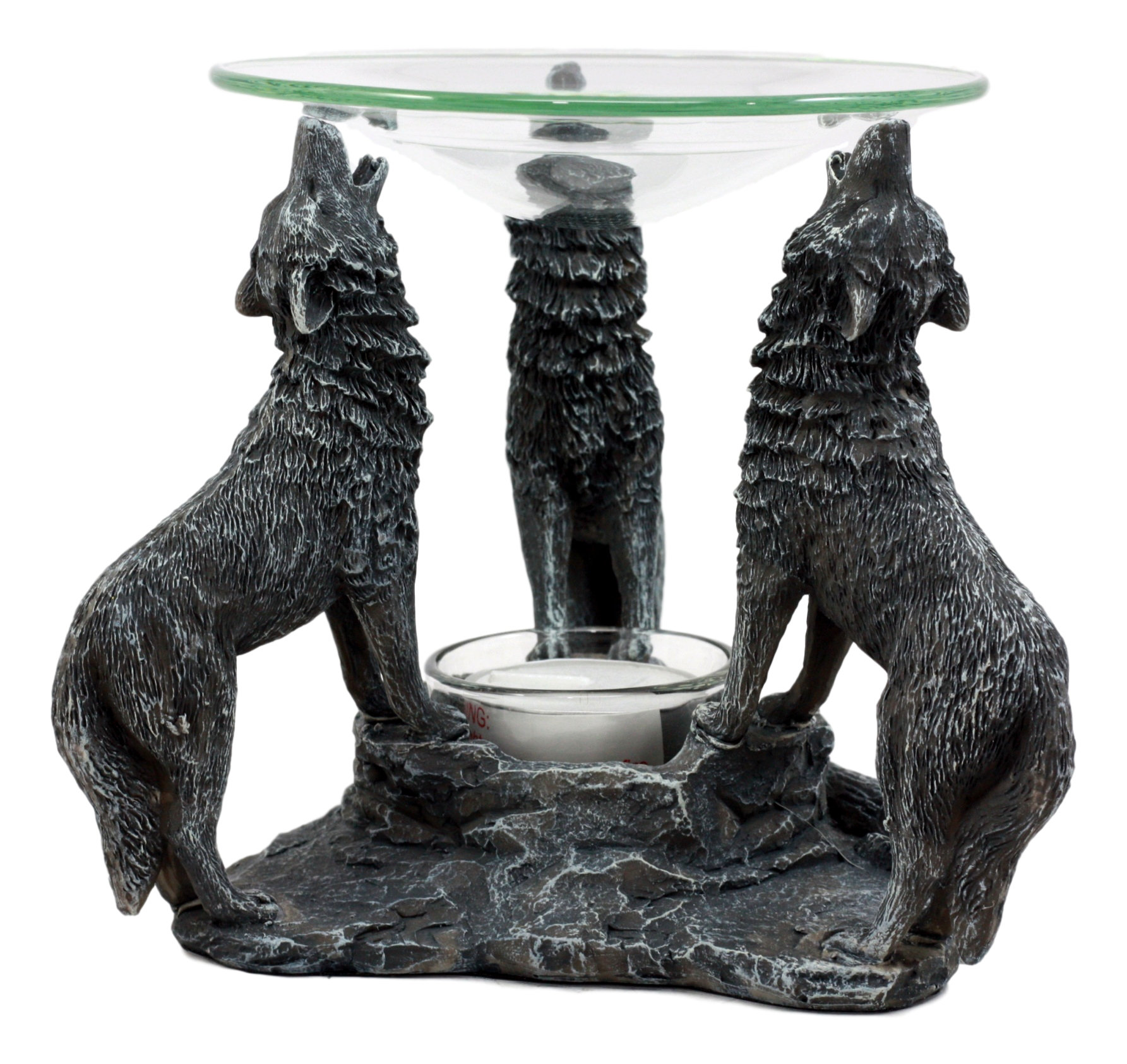 Loon Peak® Janziel Moonlight Three Howling Wolves Oil Warmer or Wax ...