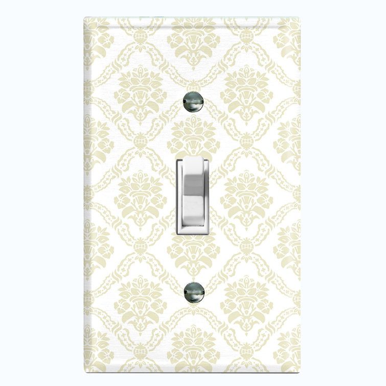 WorldAcc Metal Light Switch Plate Outlet Cover (Elegant Damask Grey ...