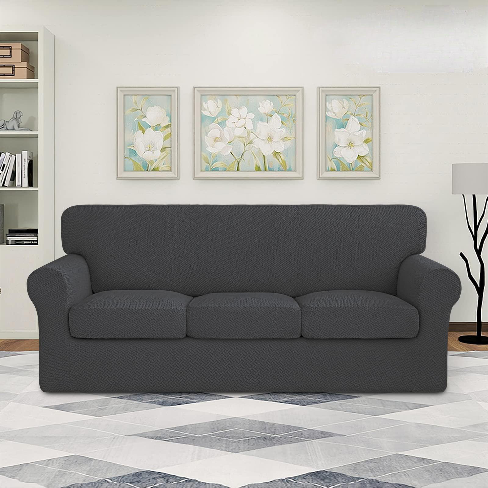 Latitude Run® 4 Pieces High Stretch Thicken Couch Covers, Soft Sofa Slipcover For 3 Separate ...