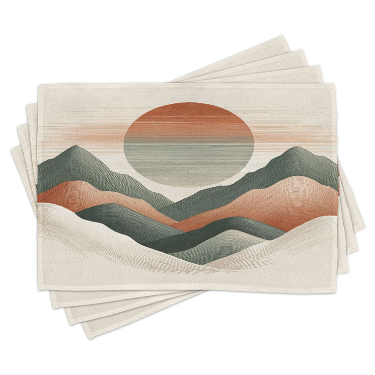 Ambesonne Polyester Beige Burnt Orange Green Rectangle Placemat | Wayfair