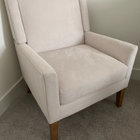 Inbox Zero Leston Wide Upholstered Fabric Accent Armchair with Solid ...